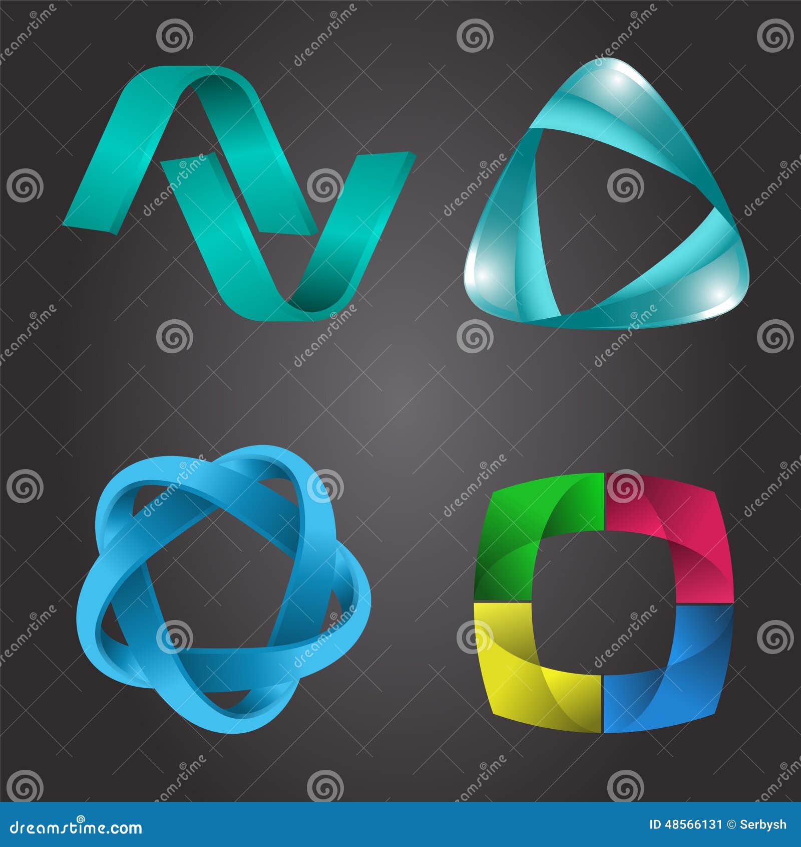 Logo shape set, 3d style stock vector. Illustration of digital - 48566131