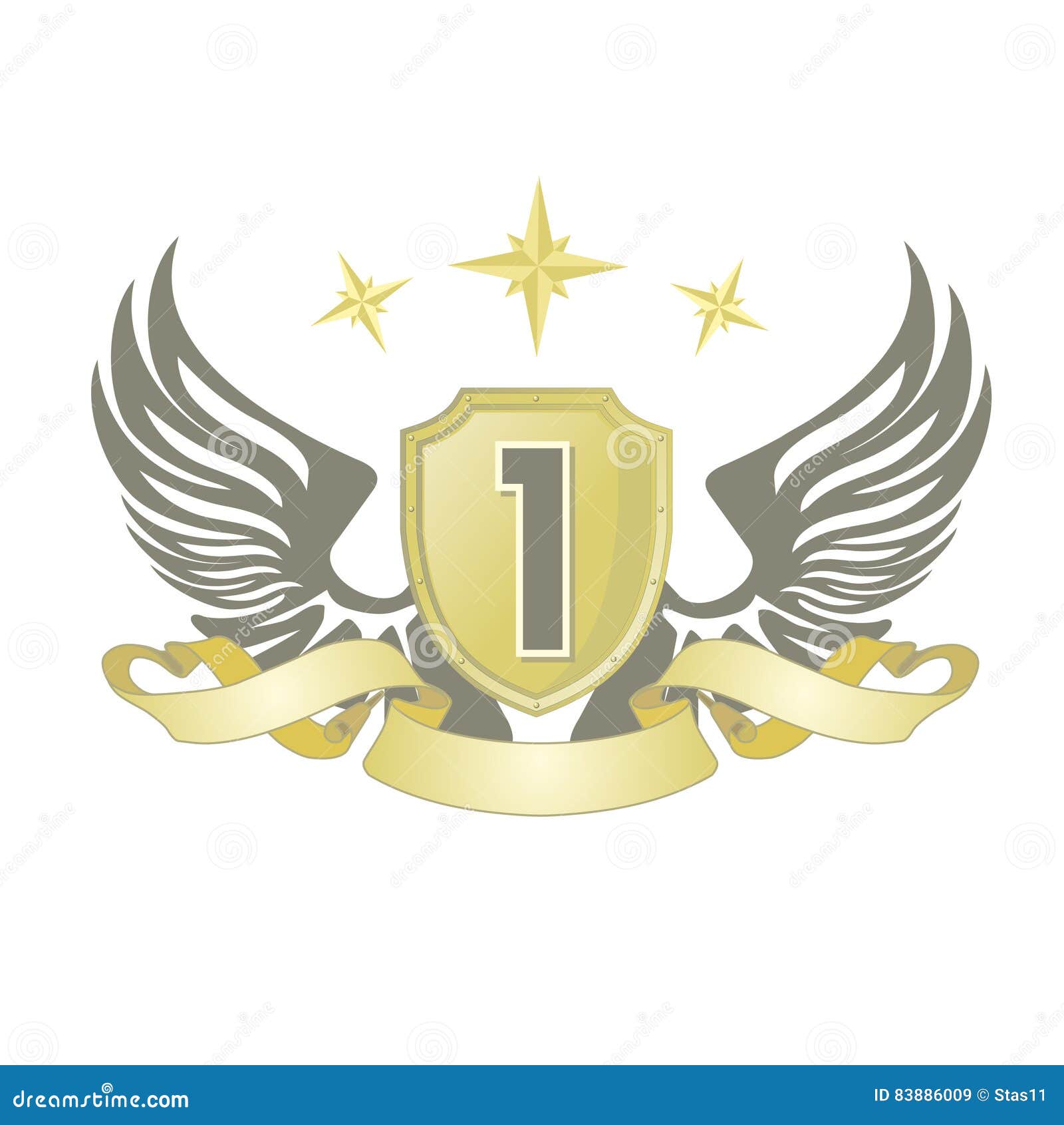 Logo With Shields Wings And Ribbon On A White Background Vector