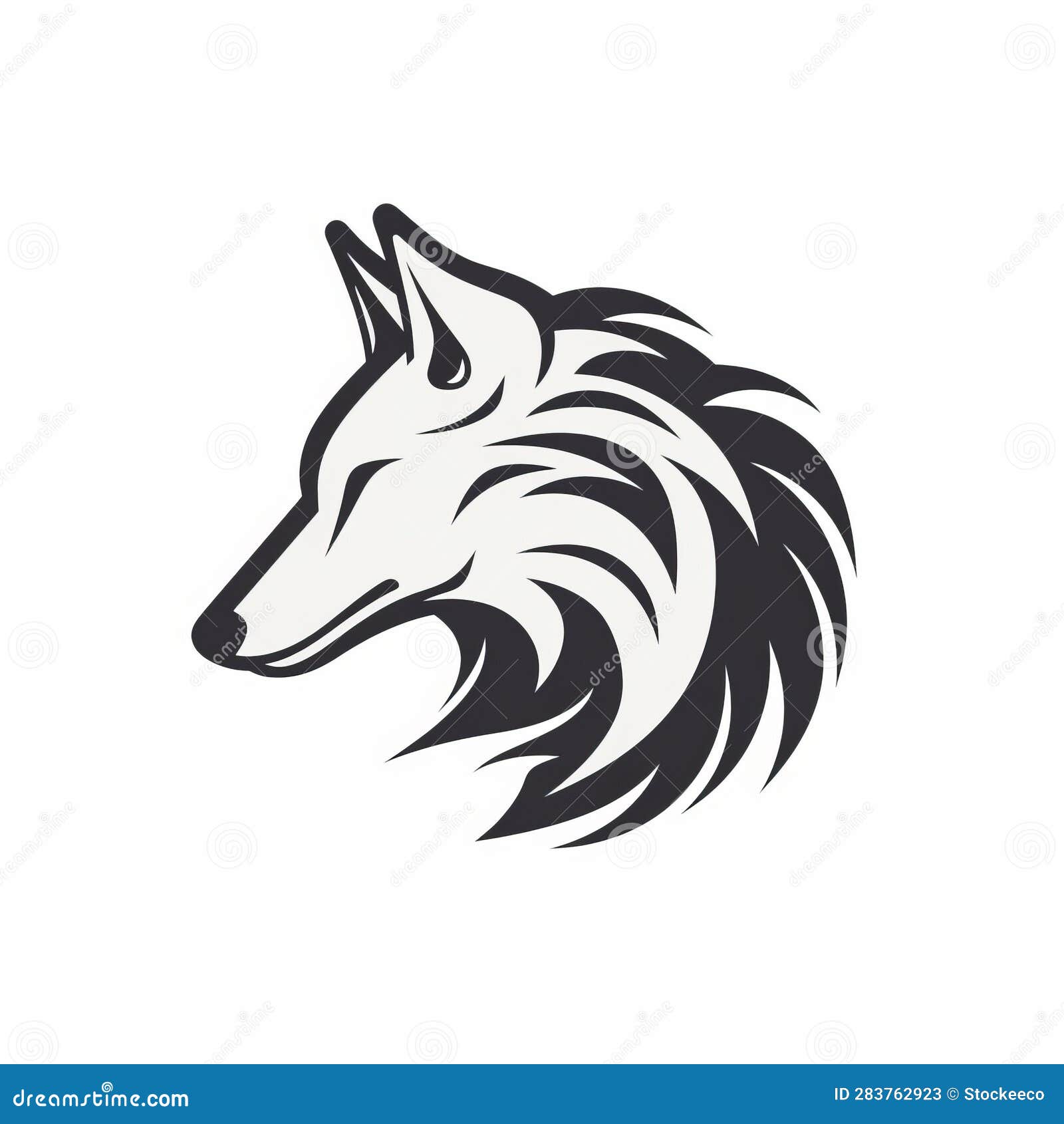 Minimalistic Black and White Wolf Head Logo Illustration Stock ...