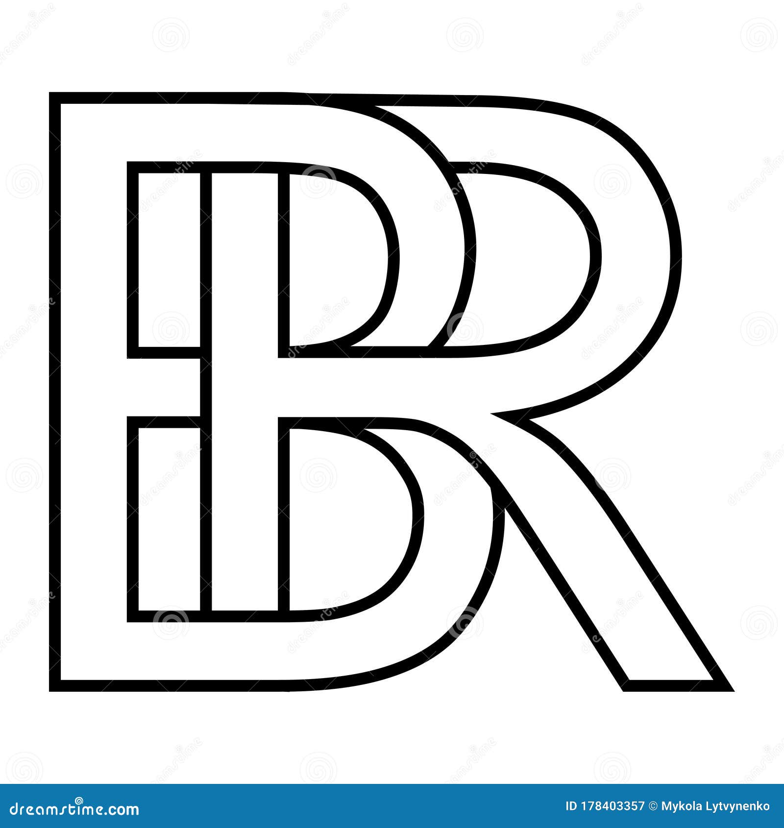 Logo Sign Br, Rb Icon Sign Two Interlaced Letters B and R Vector Logo ...