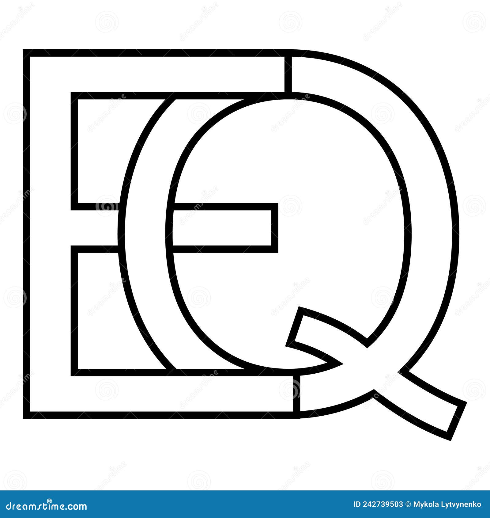 Logo Sign Eq Qe Icon Nft Eq Interlaced Letters E Q Cartoon Vector ...
