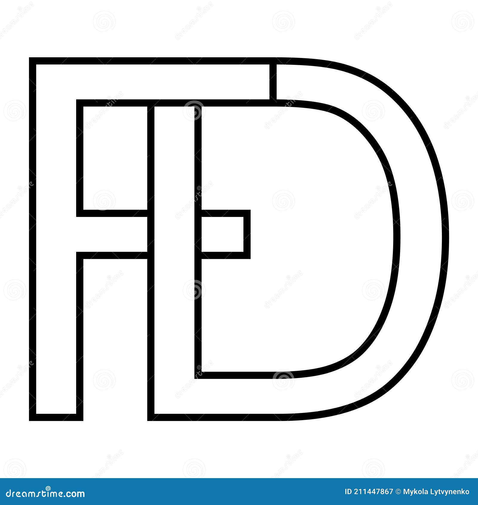 Logo Sign Fd Df Icon Sign Interlaced Letters D, F Vector Logo Df, Fd ...