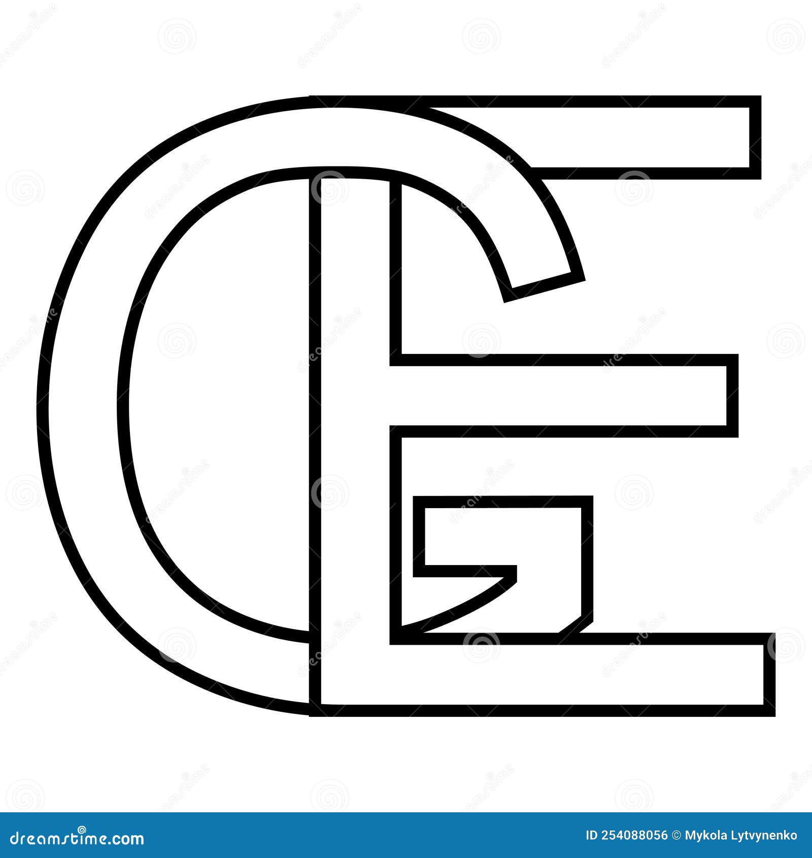 Logo Sign Ge Eg Icon Nft Interlaced Letters G E Stock Vector ...