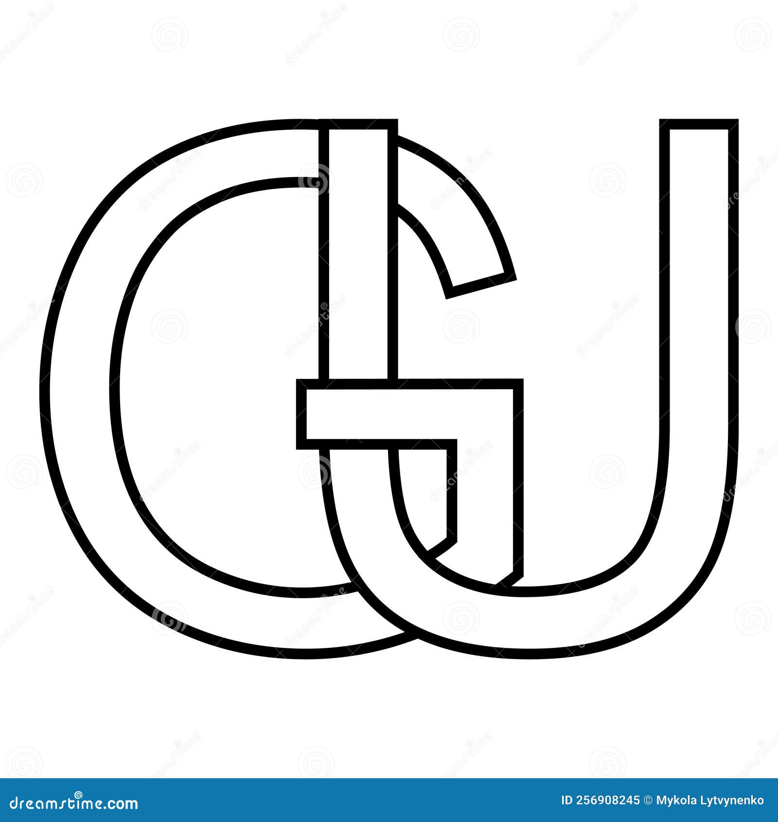 Logo Sign Gu Ug Icon Nft Interlaced Letters G U Stock Vector ...