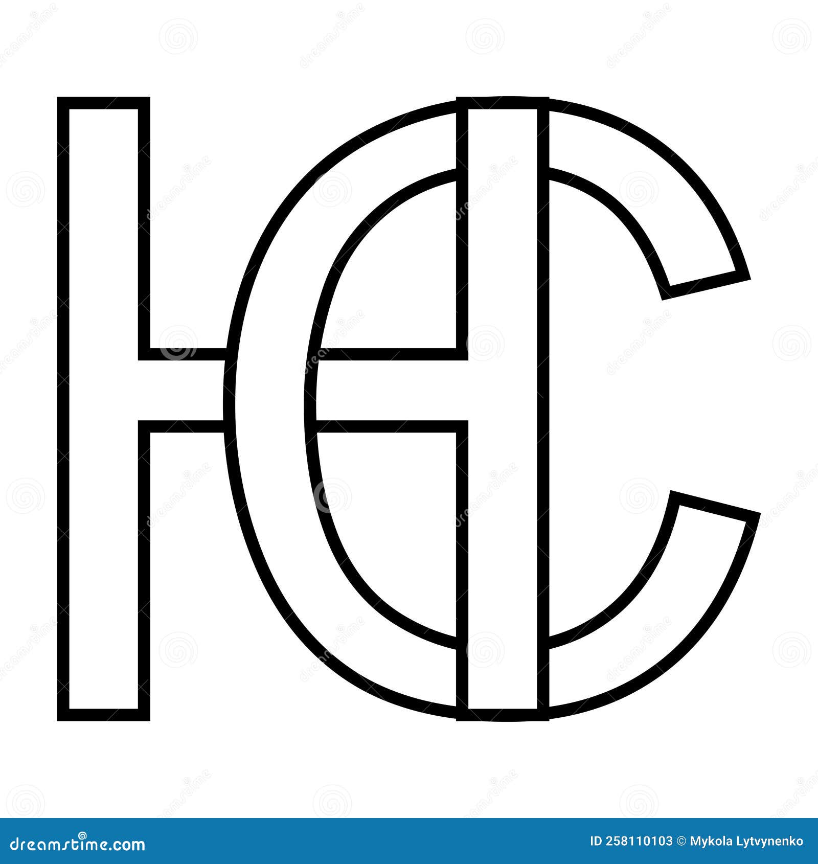 Logo Sign Hc Ch Icon, Nft Interlaced Letters C H Stock Vector ...