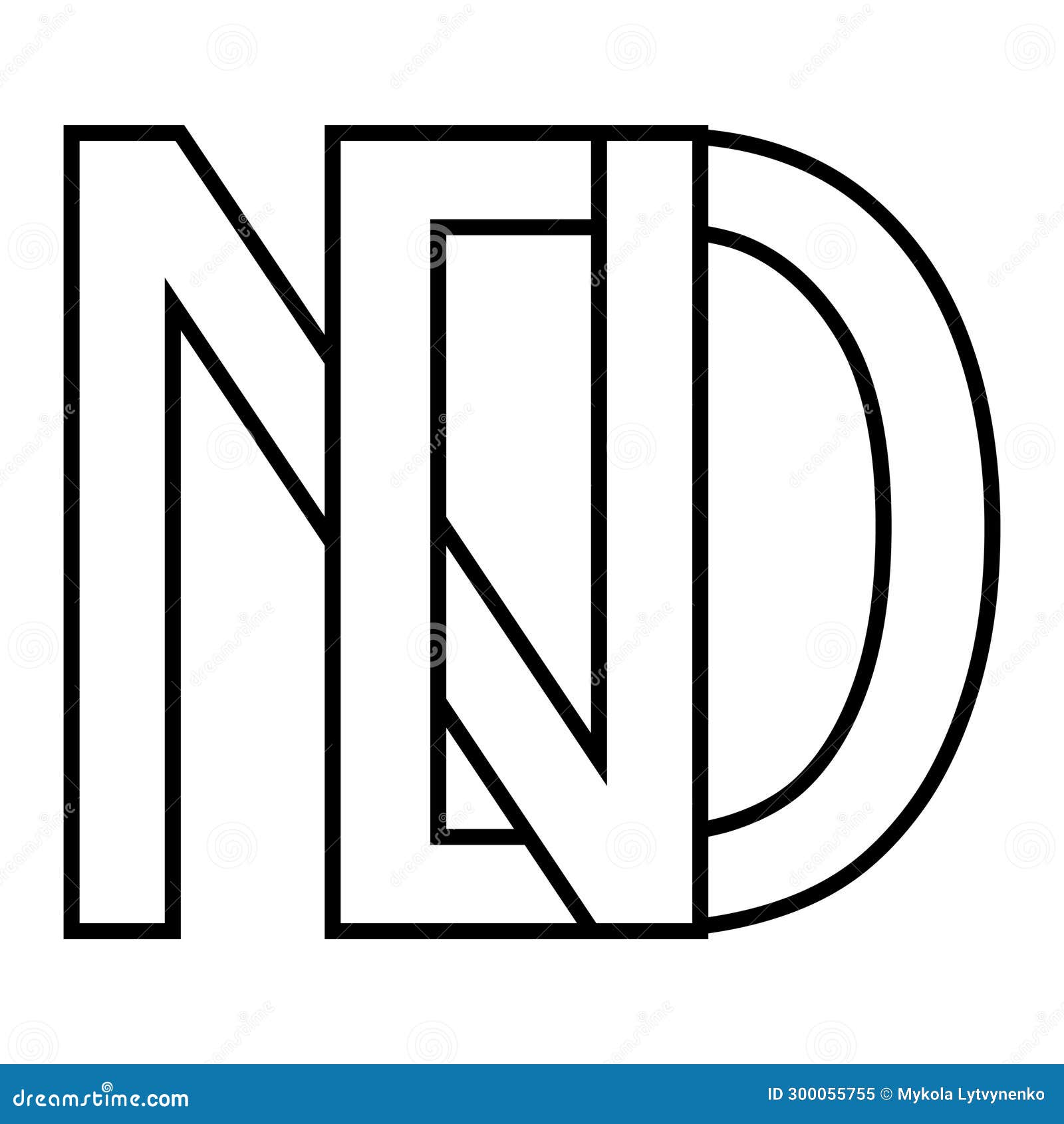 Logo Sign Nd Dn Icon Double Letters Logotype N D Cartoon Vector ...