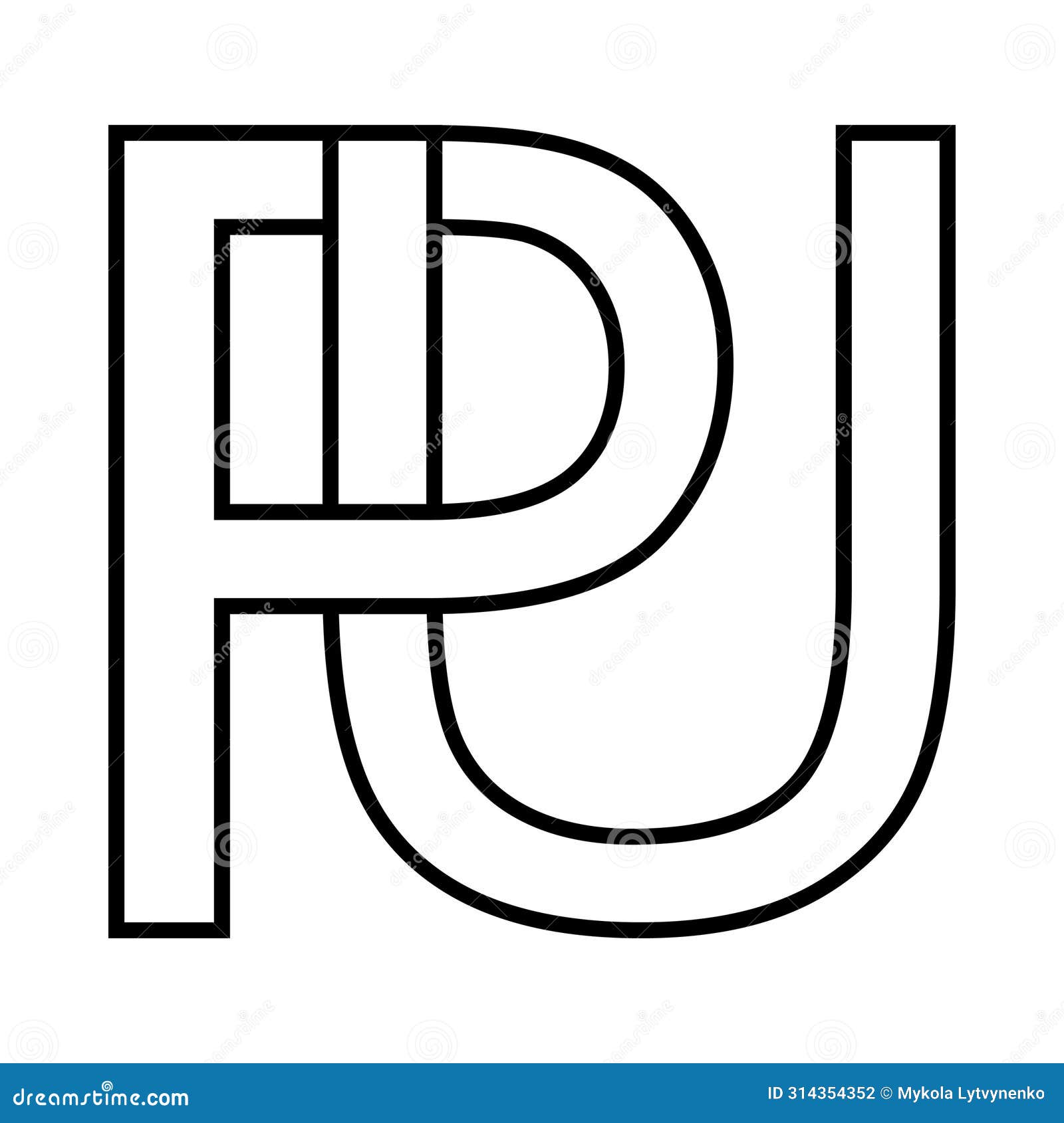 Logo Sign Pu Up Icon Double Letters Logotype P U Stock Vector ...