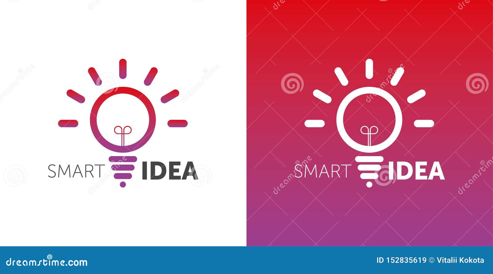 LOGO Smart Idea. Vector Bulb Logotype. 2 Colors Gradient. Circle Shape ...