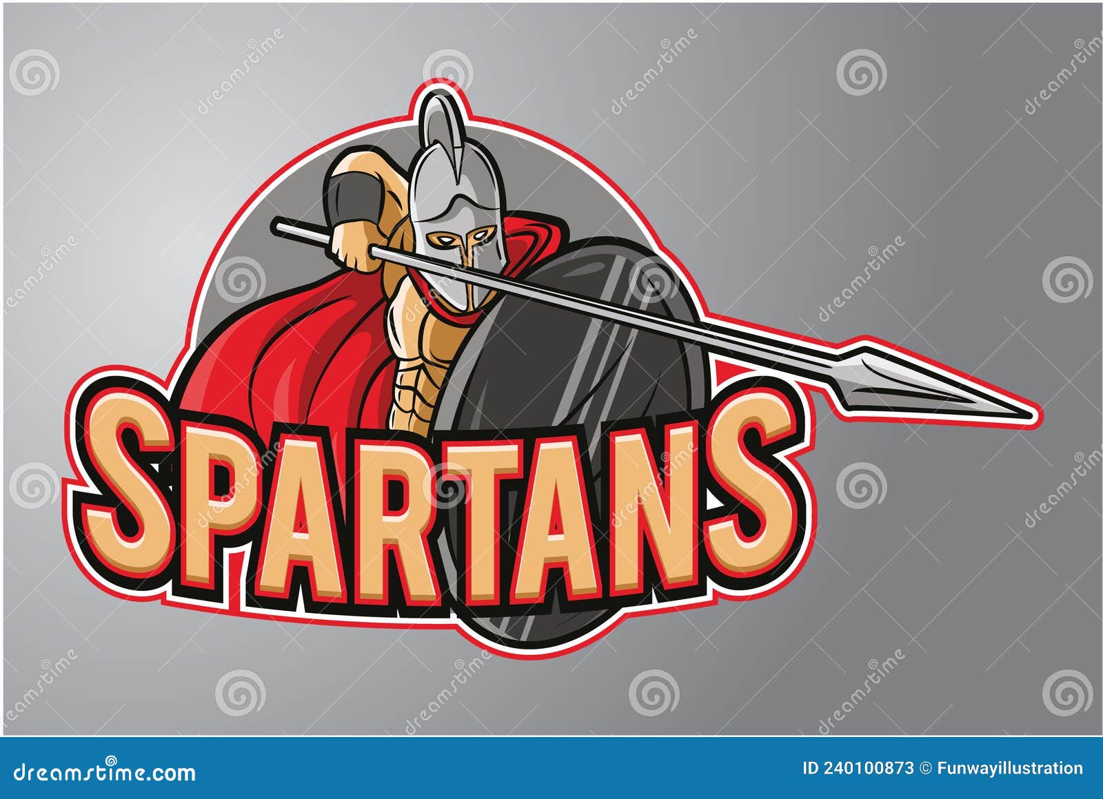 Icon Of Two Spartans With Spears And Shield. Cartoon Vector ...