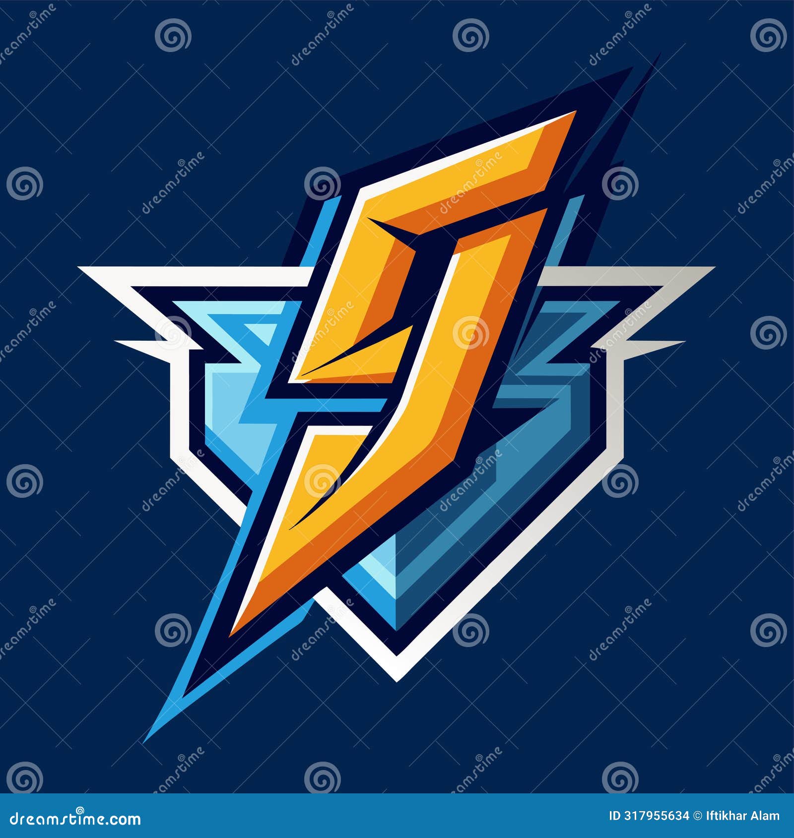 A Logo for a Sports Team Featuring a Letter Design with a Lightning ...