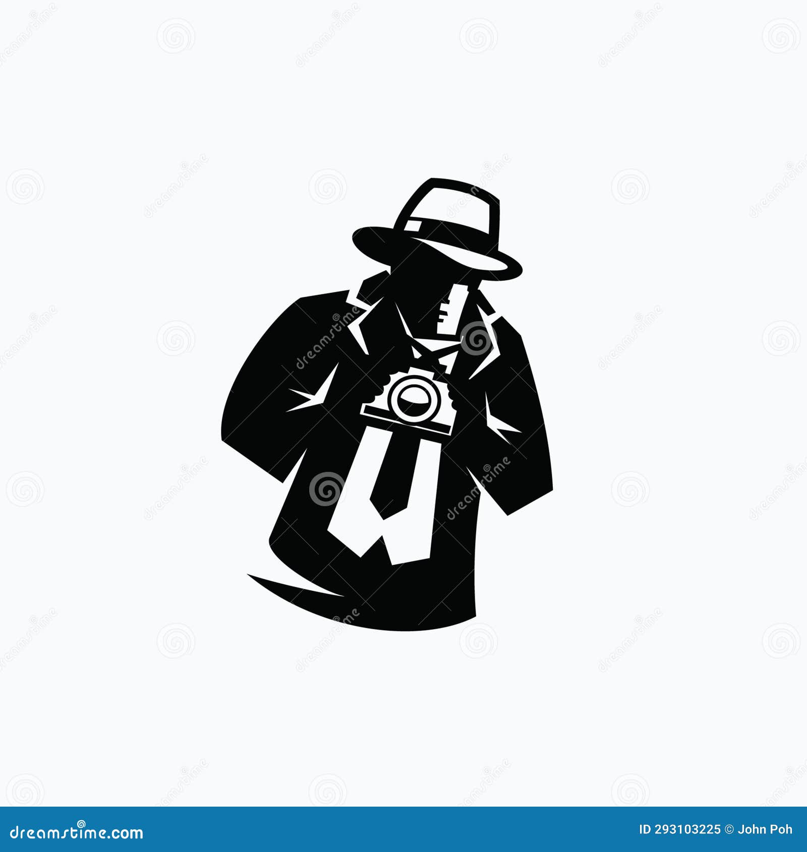 Logo of a Spy Secret Agent in Black Holding a Camera Logo Stock Vector ...