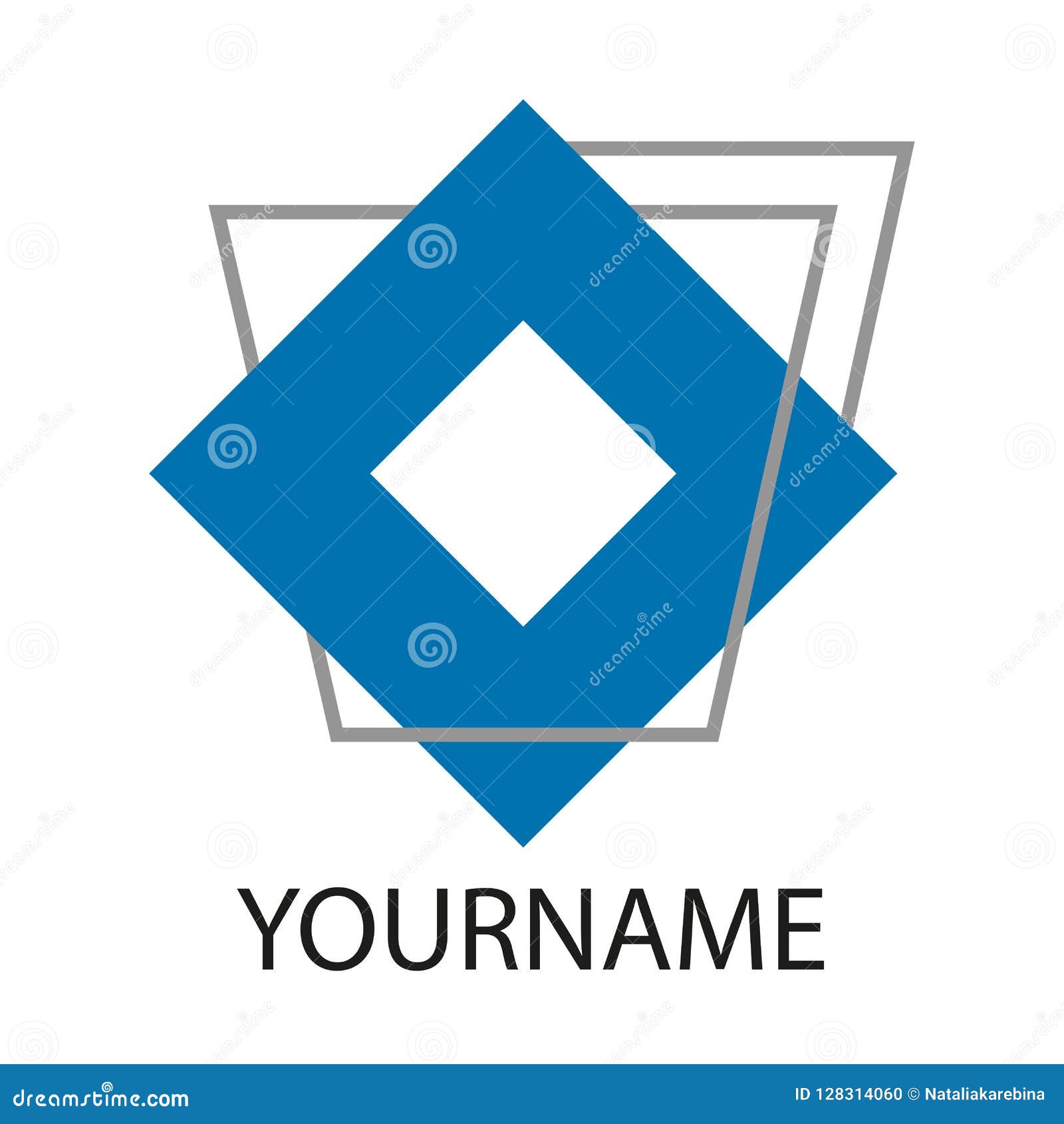 Logo Square and Abstract Elements. Blue Geometric Frame Stock Vector ...