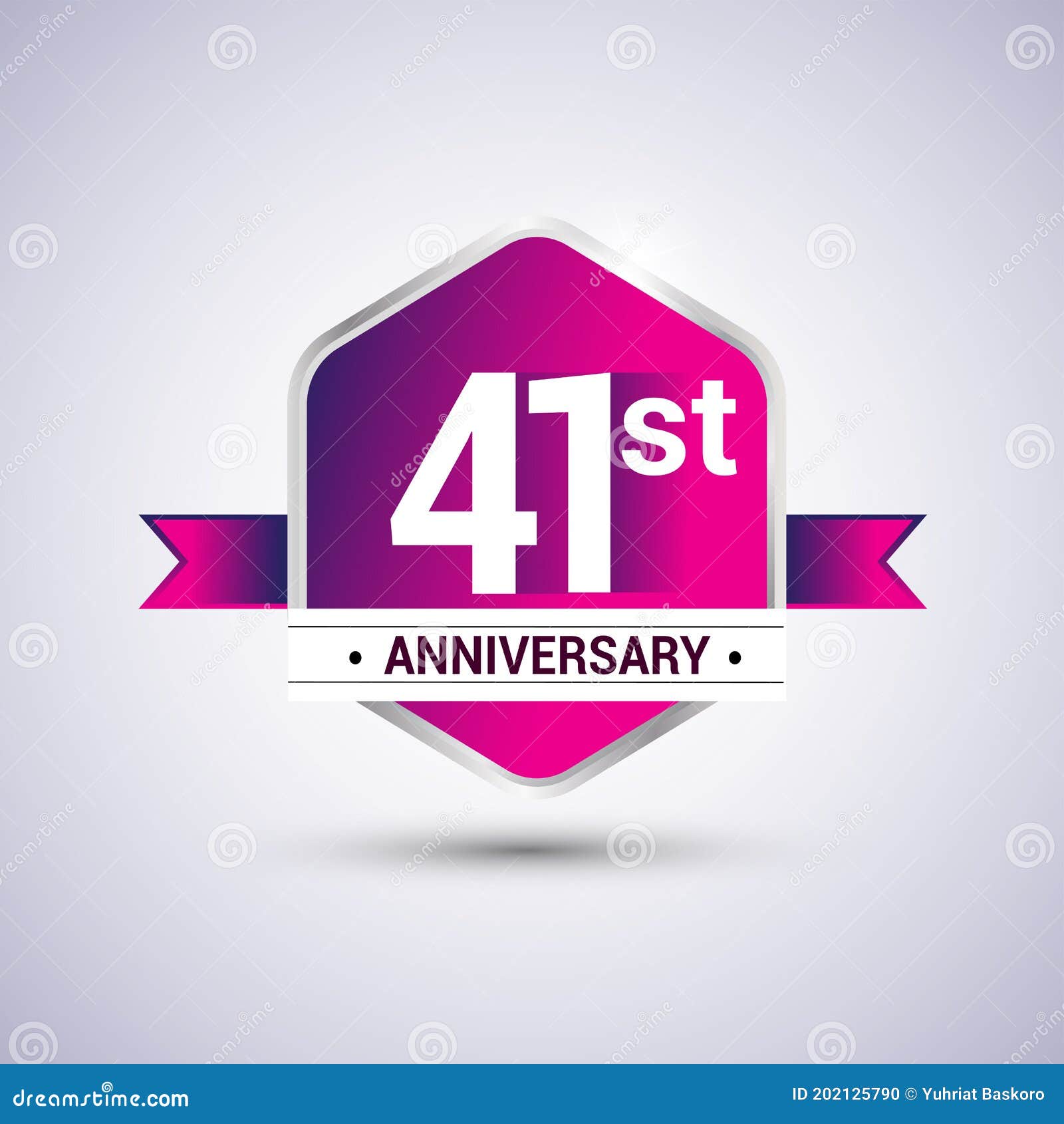 Logo 41st Anniversary Celebration Isolated in Red Hexagon Shape and Red ...