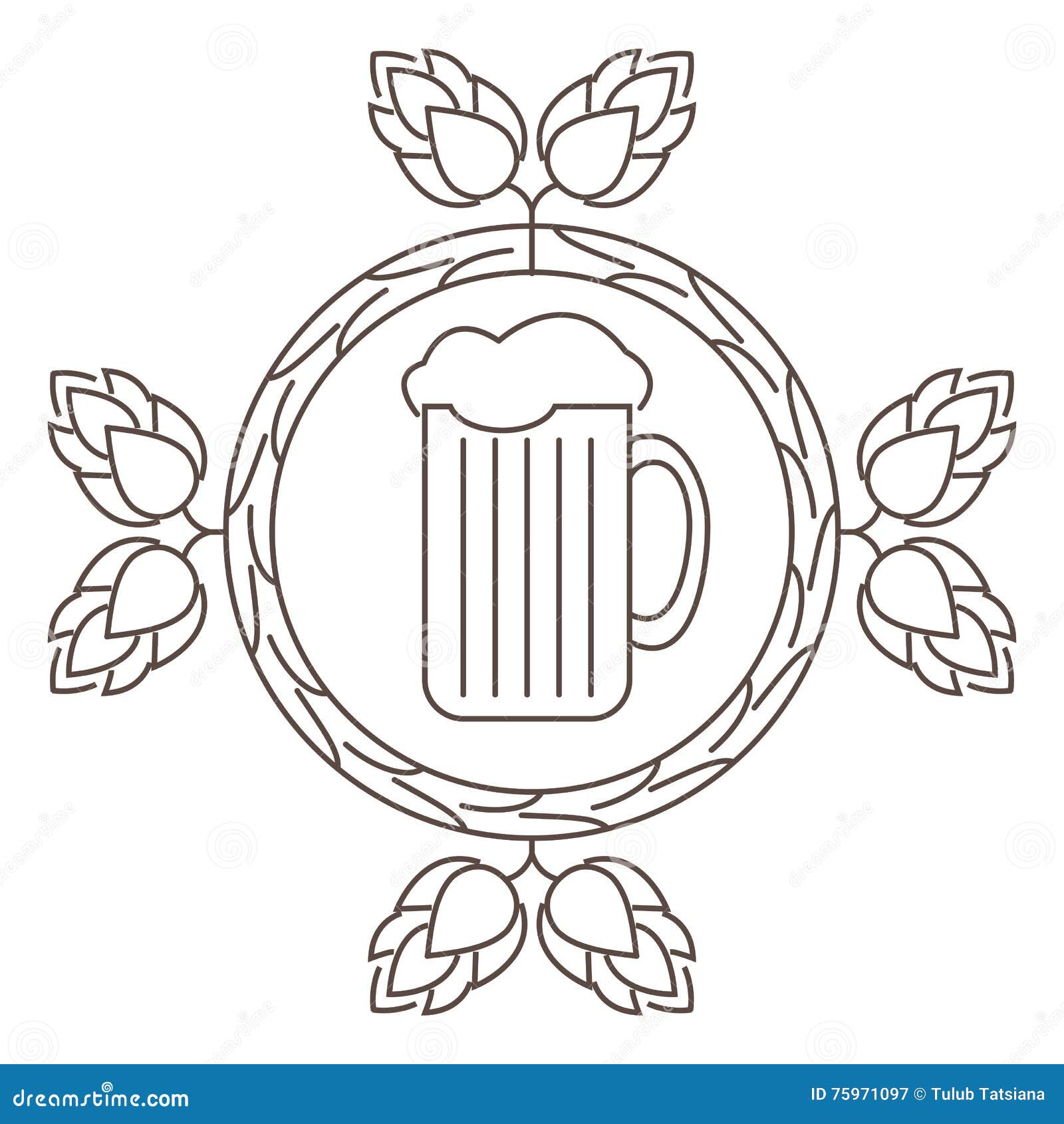 Logo or Stamp Oktoberfest with the Image of Hops, Malt and Beer Mugs ...