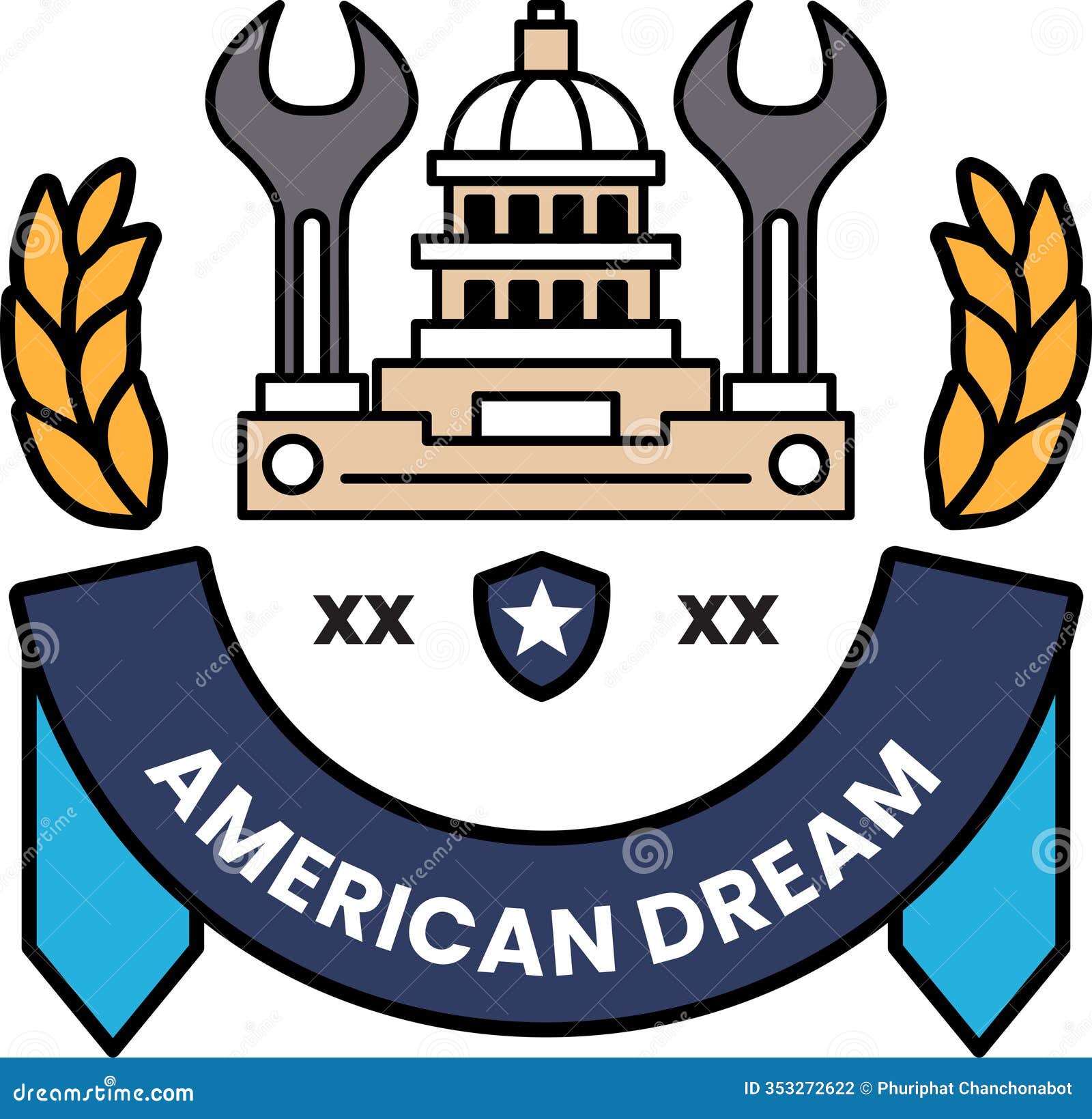 A Logo with a Star and a Building Stock Illustration - Illustration of ...