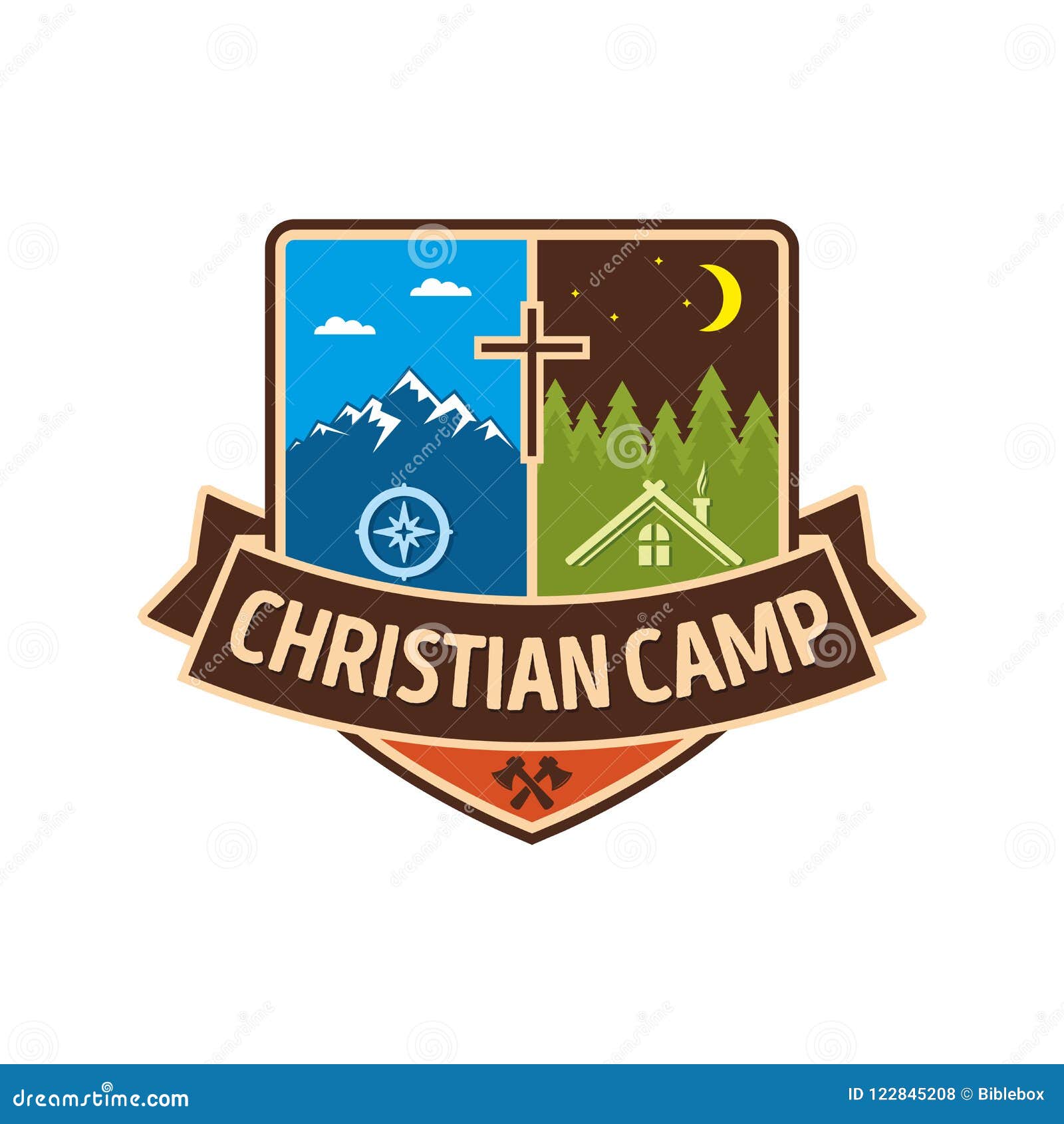 Logo summer Christian camp stock vector. Illustration of cross - 122845208