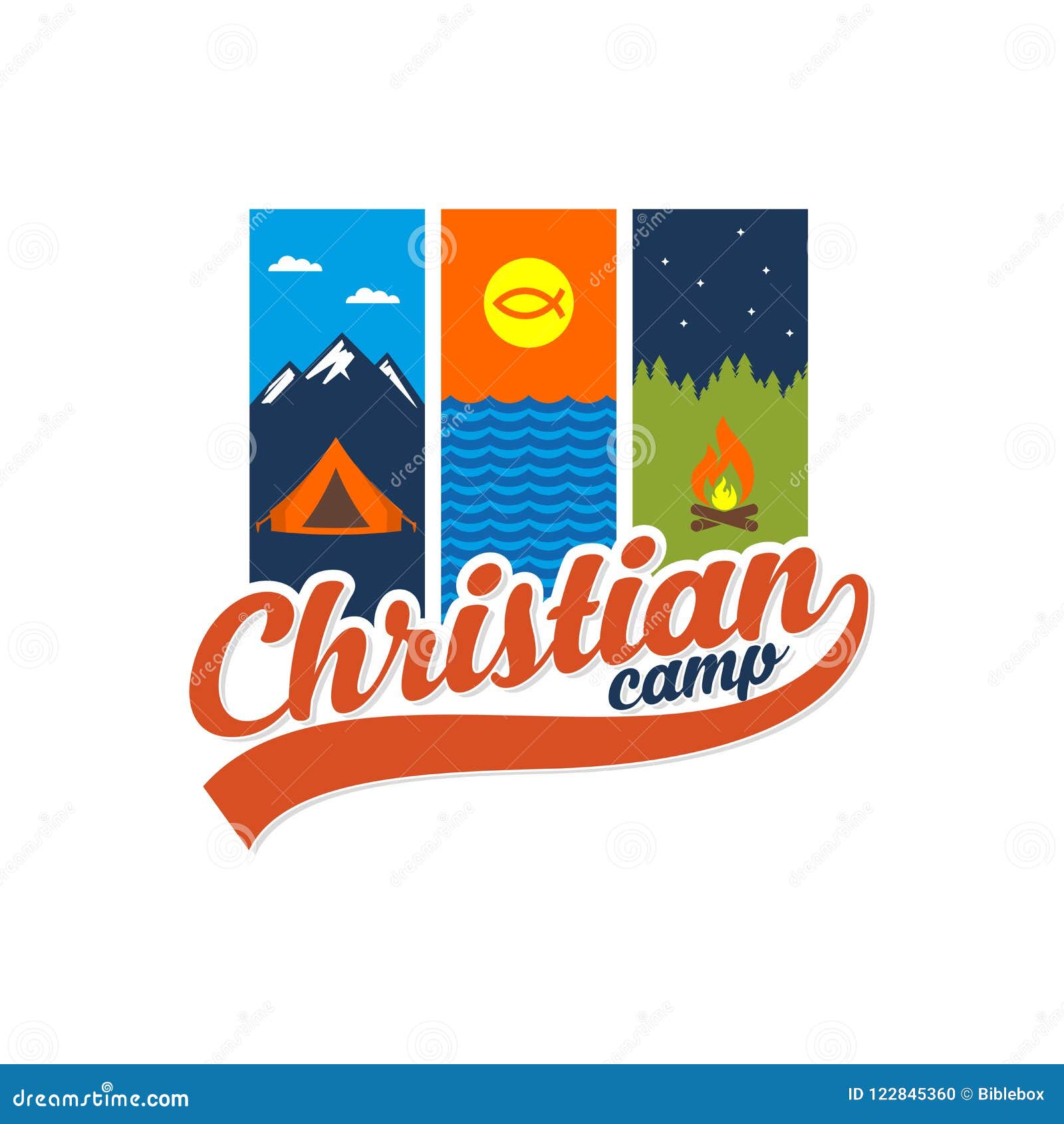 Logo summer Christian camp stock vector. Illustration of icon - 122845360