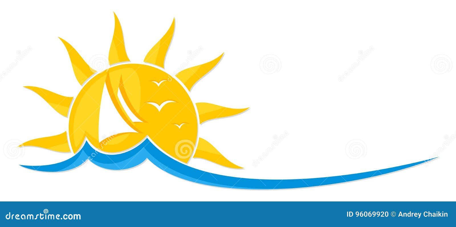 Logo Sun with Sailing Vessel. Stock Vector - Illustration of seagull ...