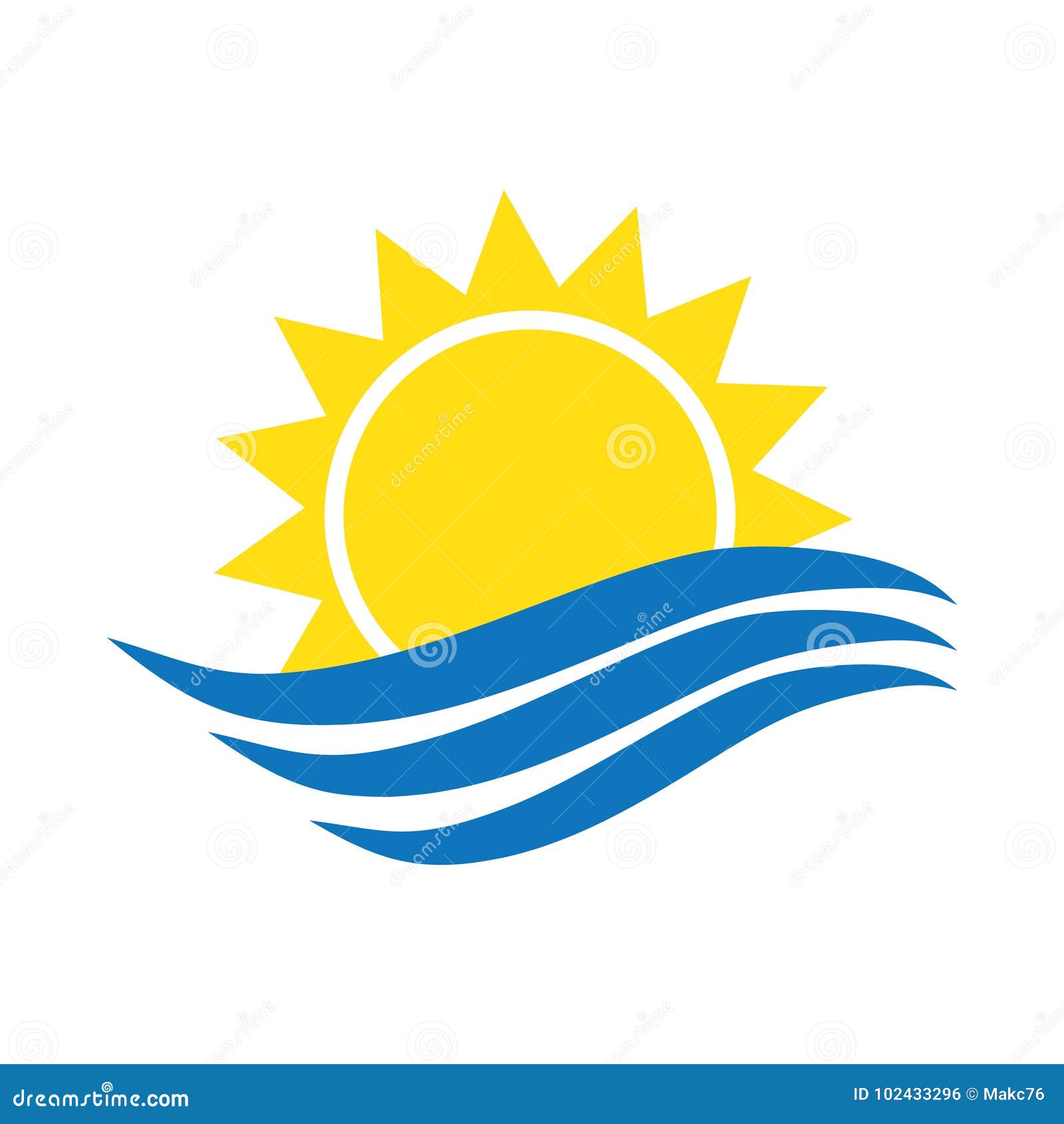 Sun and wave icon stock vector. Illustration of tourism - 102433296
