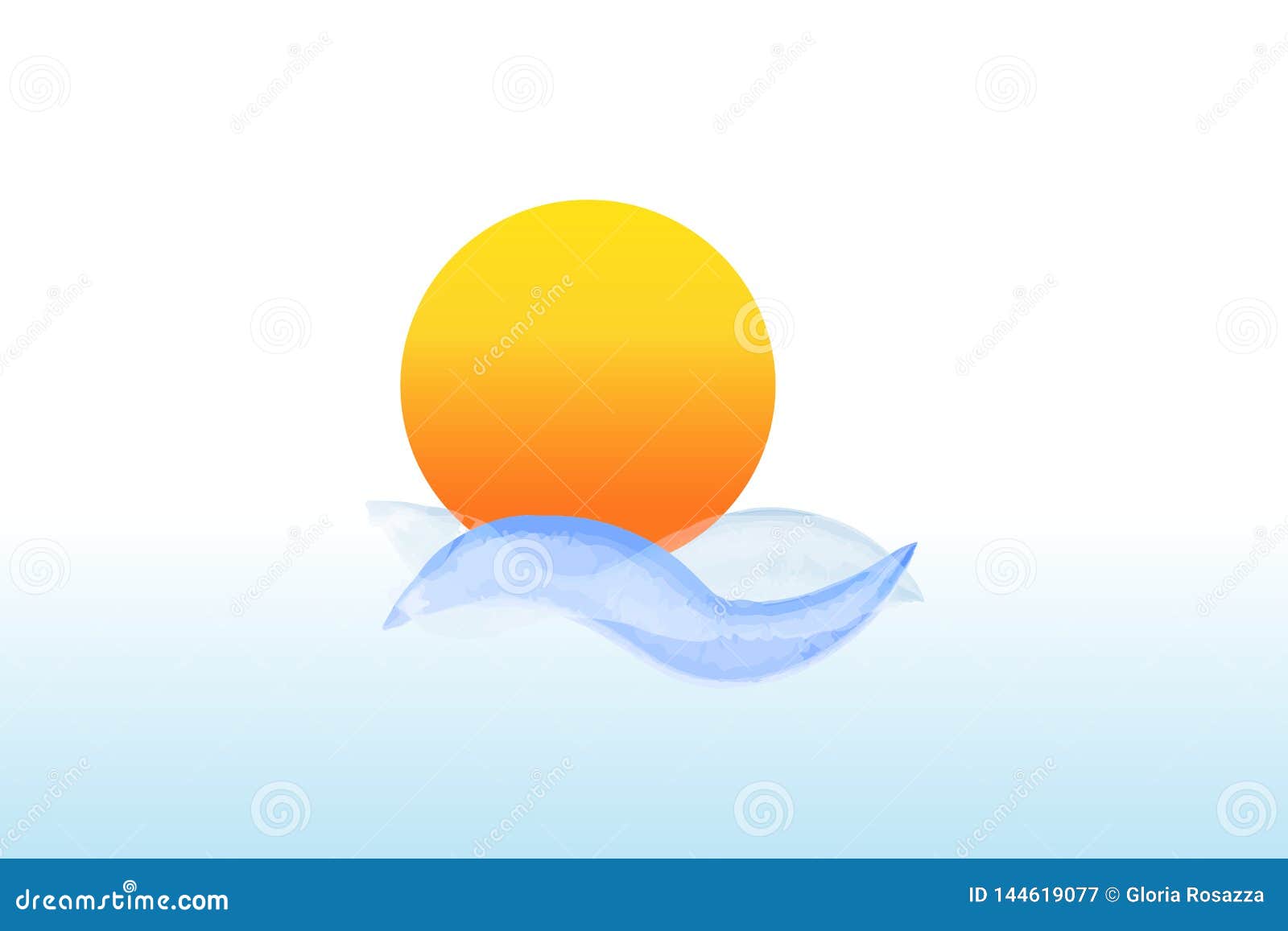 Logo Sun and Waves Watercolor Vector Stock Vector - Illustration of ...