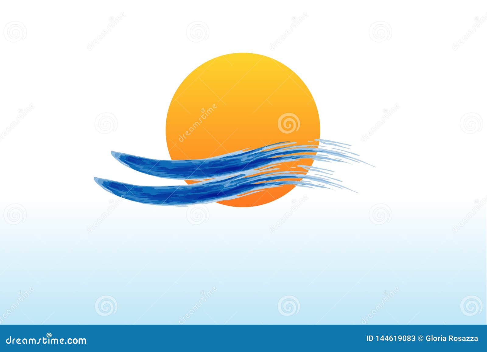 Logo Sun and Waves Watercolor Vector Stock Vector - Illustration of ...
