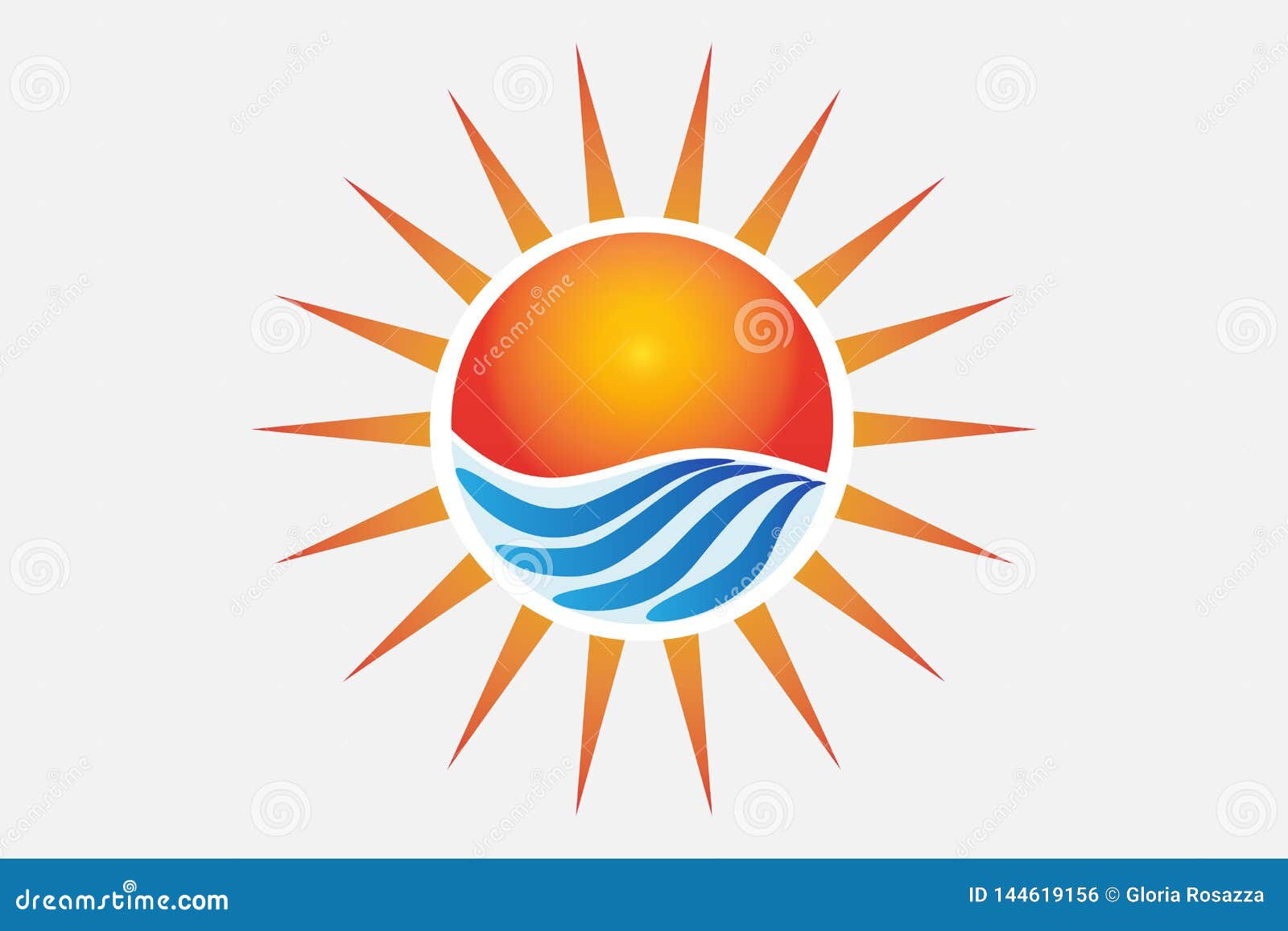 Logo sun and waves vector stock vector. Illustration of environment ...