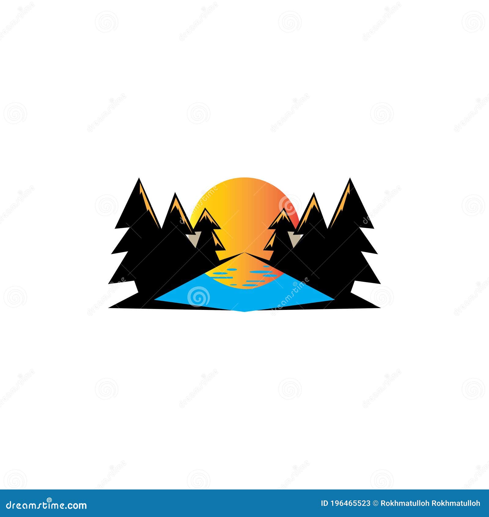 Logo Sunset Nature Illustration Colorful Vector Design Stock Vector ...