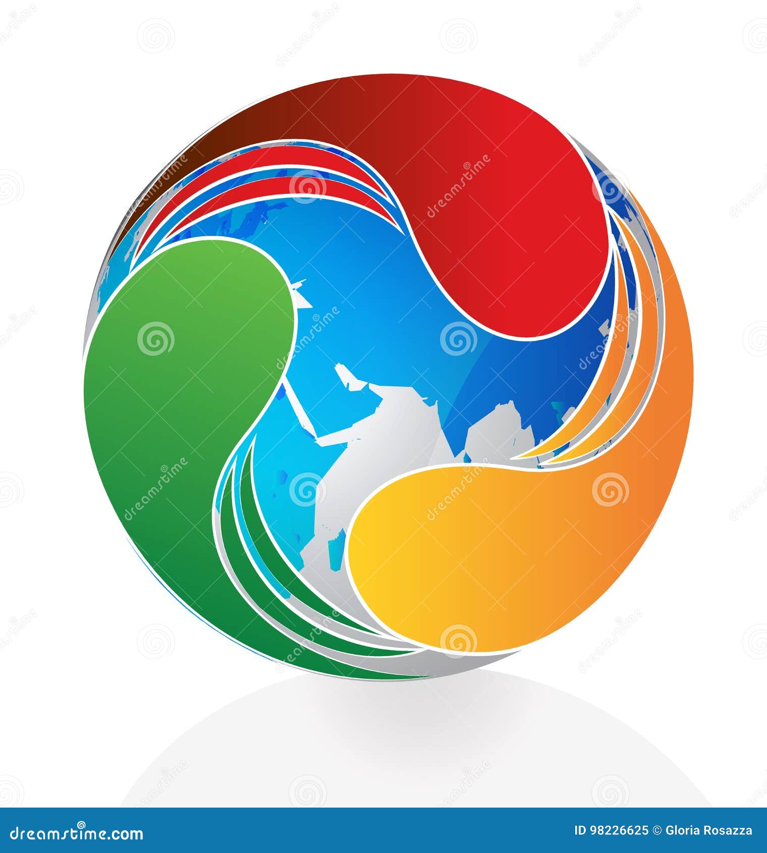 Logo swooshes around world stock vector. Illustration of corporate ...