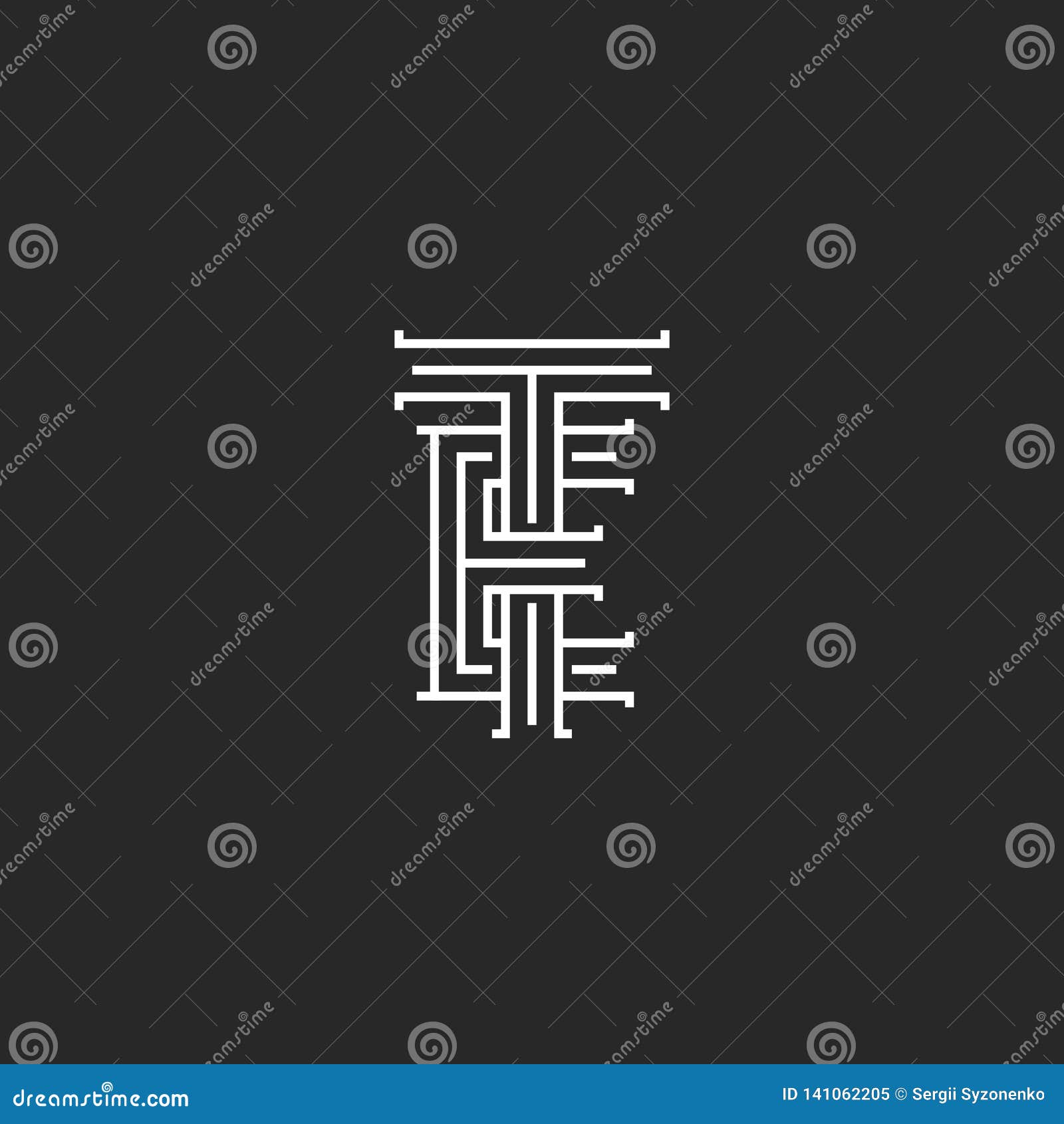 Logo TE Letters Linear Medieval Monogram Mockup, Parallel Lines Art ET ...