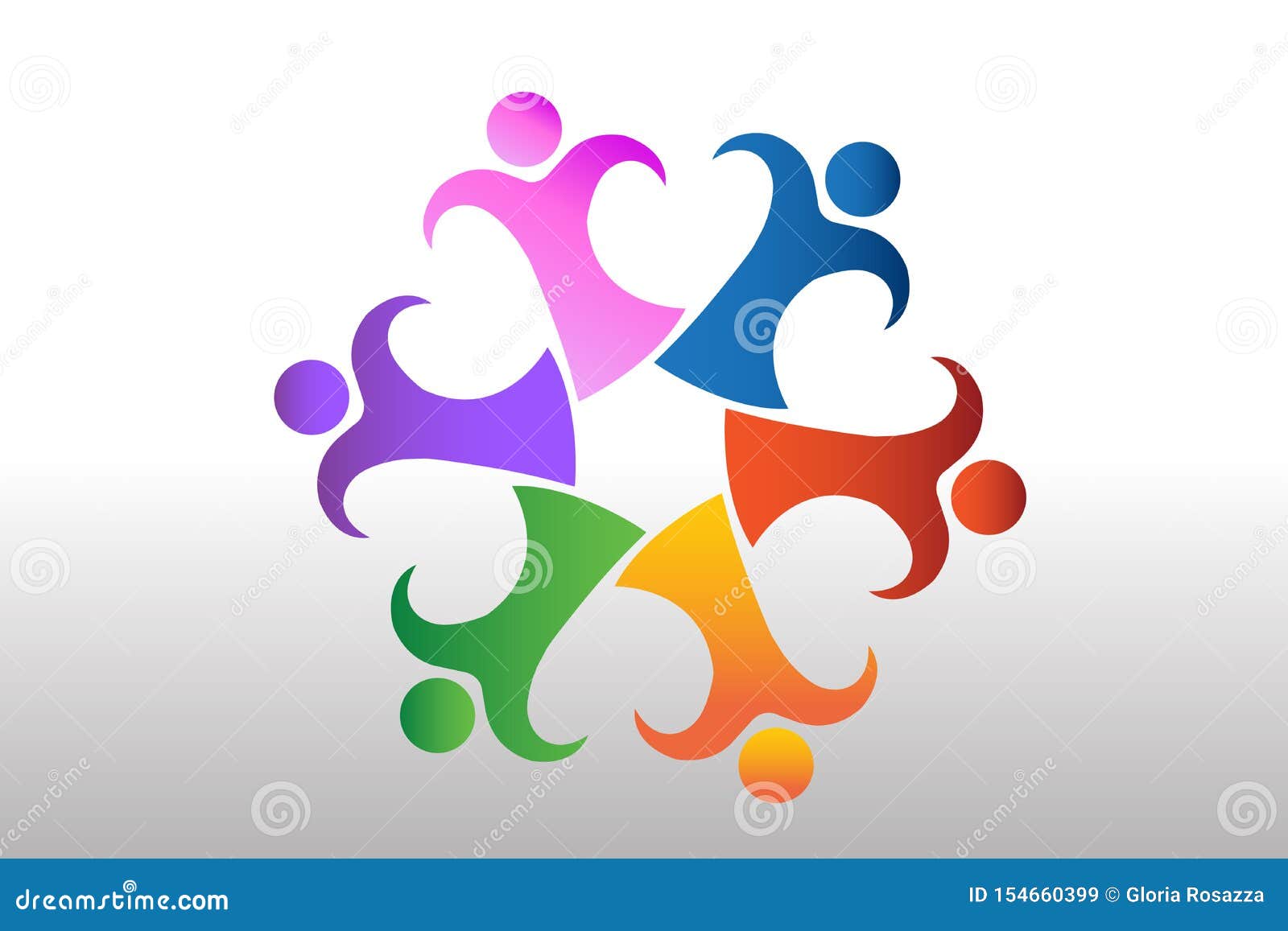 Logo Teamwork Business Unity Love Heart Shape Stock Vector ...