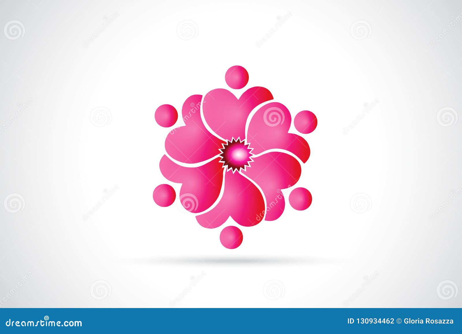 Teamwork Hug Flower People Icon Logo Cartoon Vector | CartoonDealer.com ...