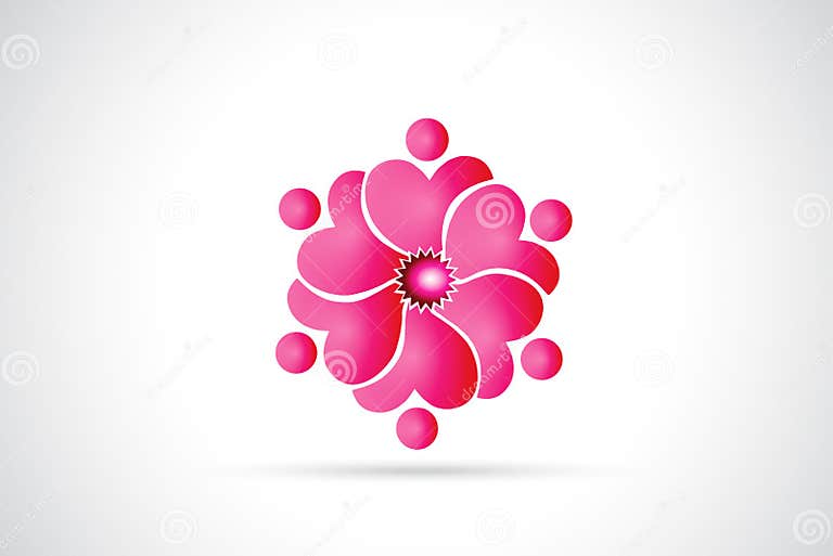 Logo Teamwork Flower Shape Vector Stock Vector - Illustration of ...