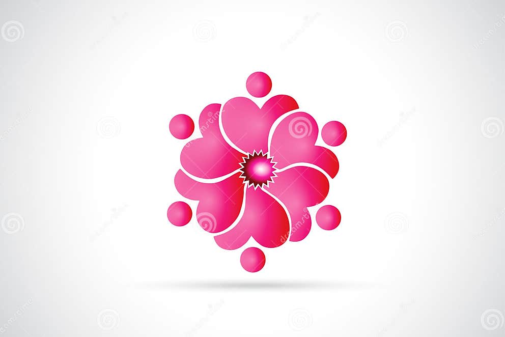 Logo Teamwork Flower Shape Vector Stock Vector - Illustration of ...