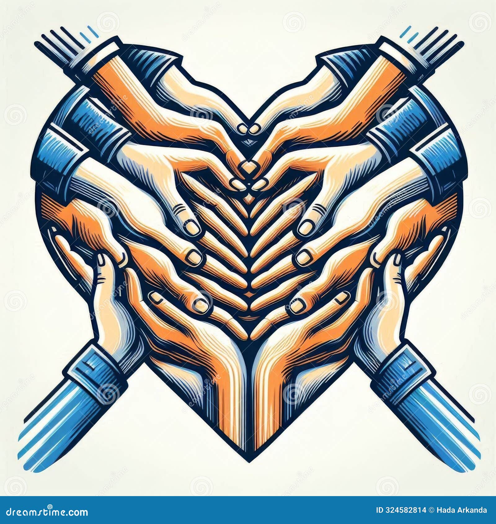 Logo of Teamwork Hands Forming a Heart Shape Stock Illustration ...