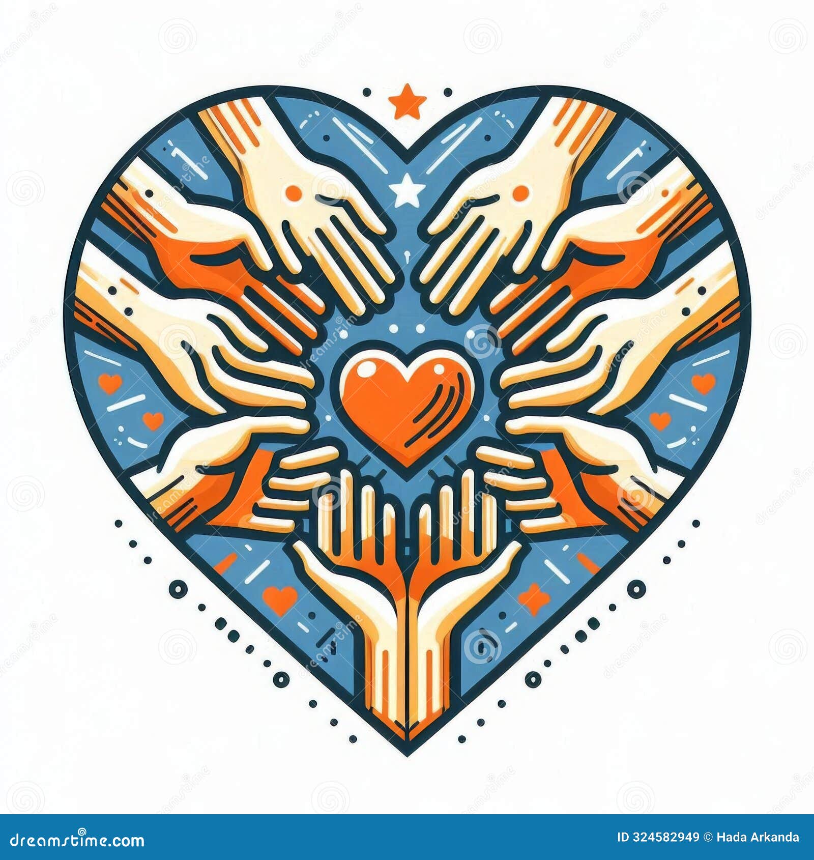 Logo of Teamwork Hands Forming a Heart Shape Stock Illustration ...