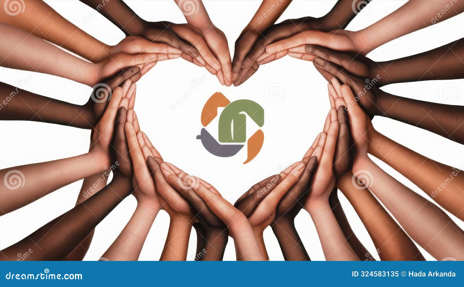 Logo of Teamwork Hands Forming a Heart Shape Stock Illustration ...