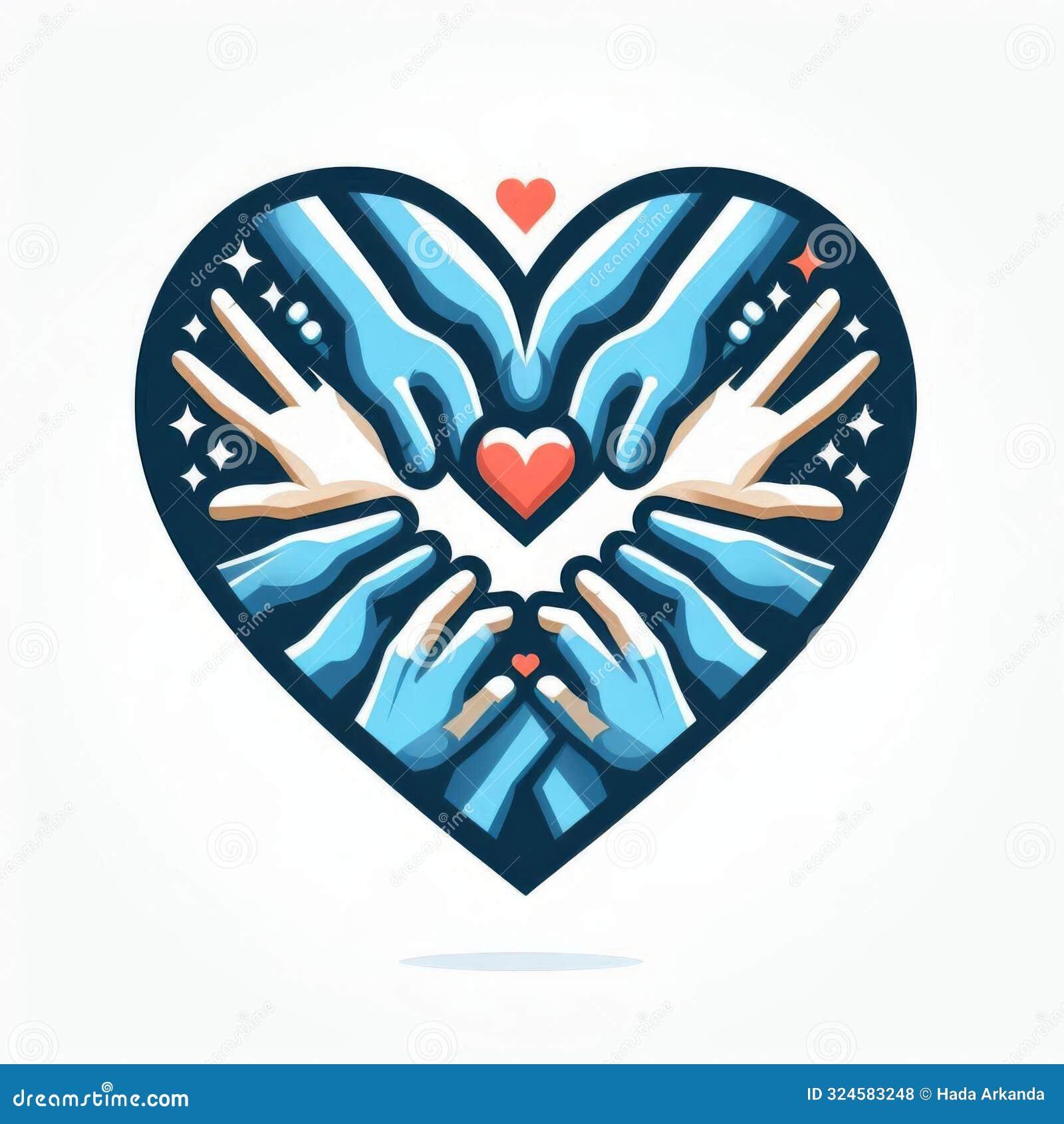 Logo of Teamwork Hands Forming a Heart Shape Stock Illustration ...