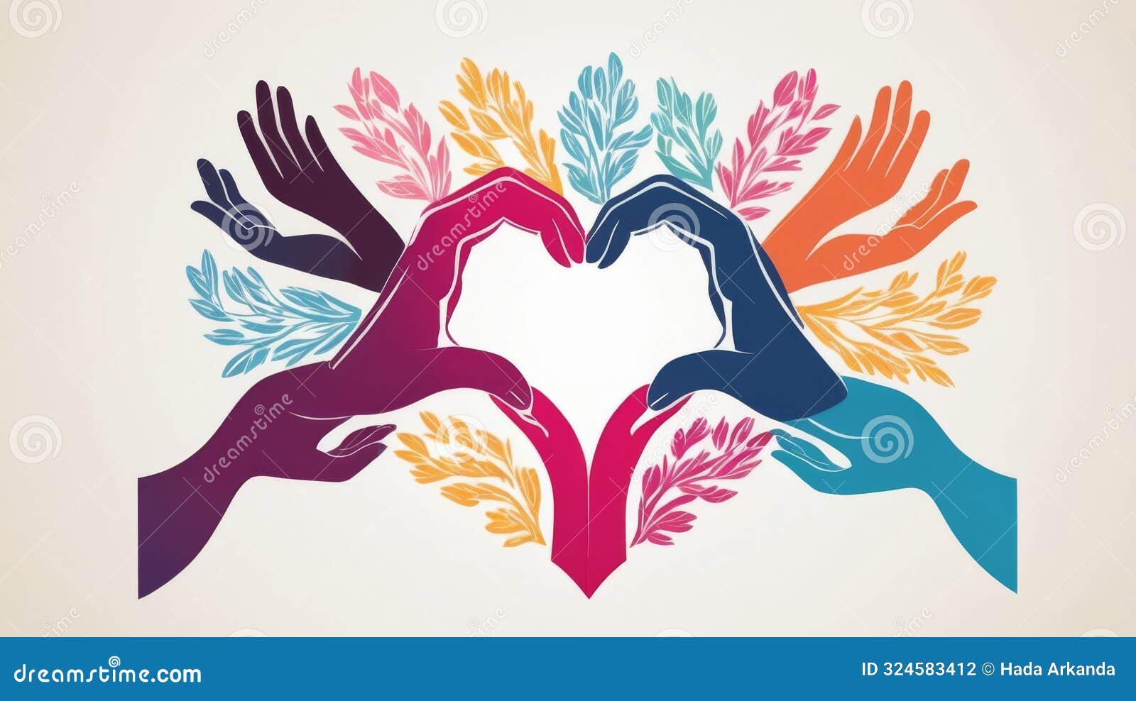 Logo of Teamwork Hands Forming a Heart Shape Stock Illustration ...