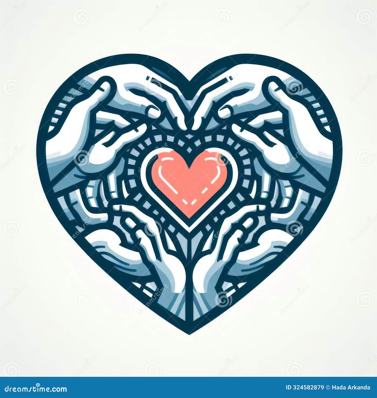 Logo of Teamwork Hands Forming a Heart Shape Stock Illustration ...