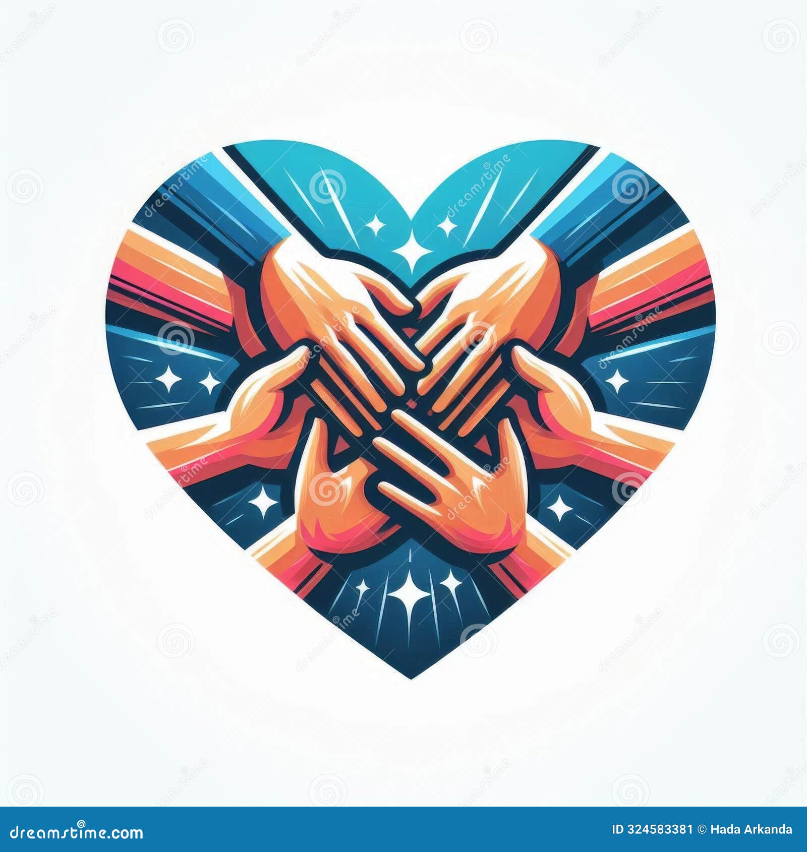 Logo of Teamwork Hands Forming a Heart Shape Stock Illustration ...