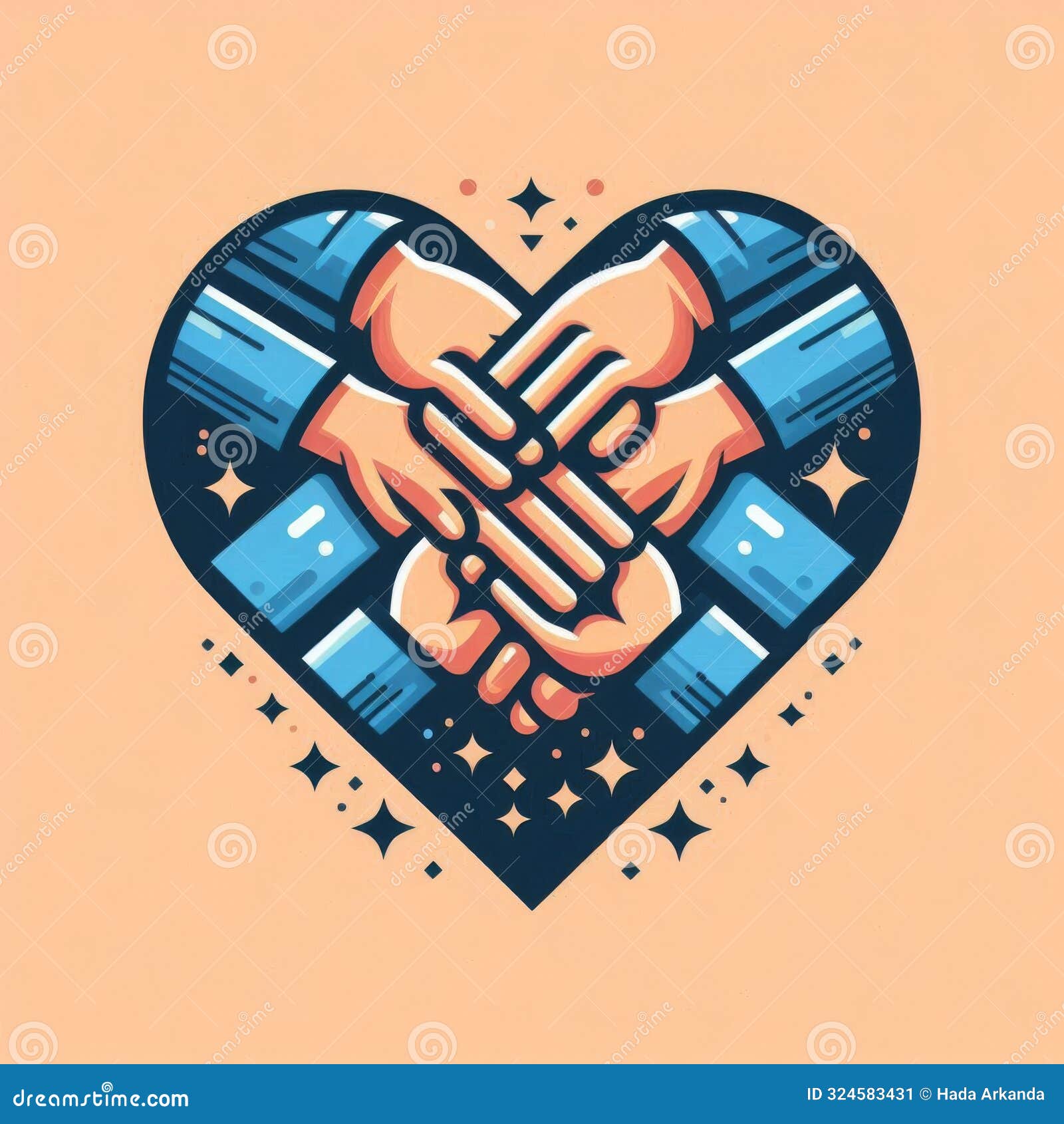 Logo of Teamwork Hands Forming a Heart Shape Stock Illustration ...
