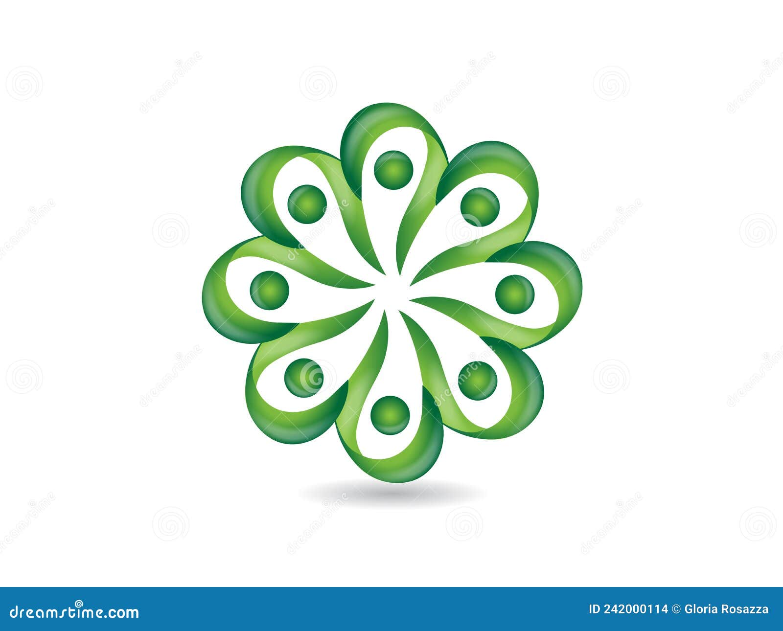 Logo Teamwork Unity Business Green People In A Flower Shap Vector ...