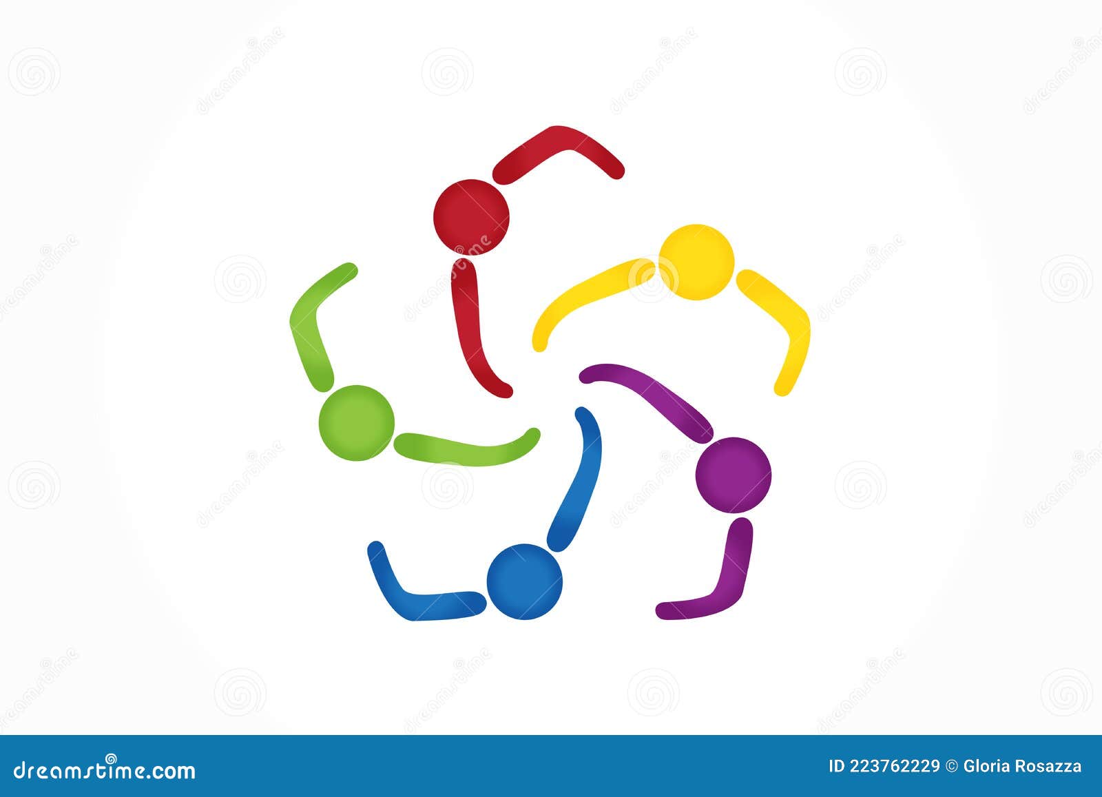 Logo Teamwork Unity Business Five People Stock Vector - Illustration of ...