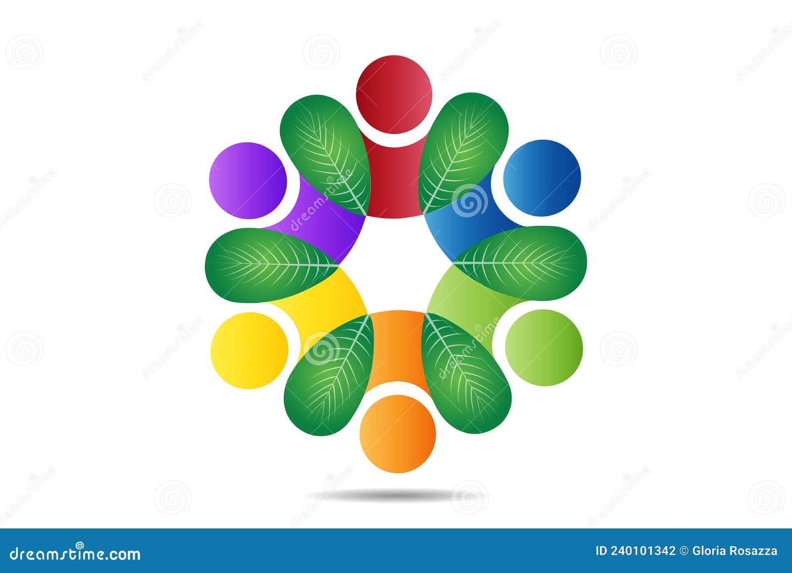 Logo Teamwork Unity Business People Green Leaves Garden Concepts Stock ...