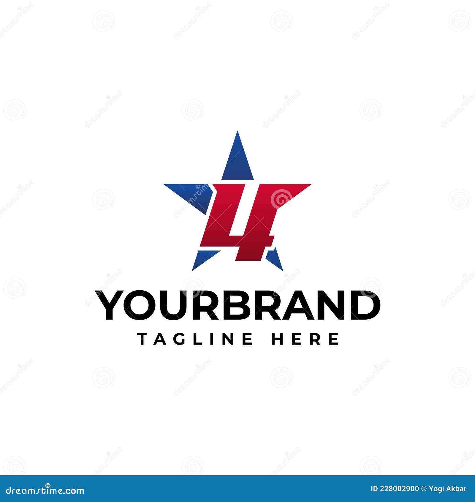 Logo Template Design, Number 4 Symbol with Star Element. Star Logo ...