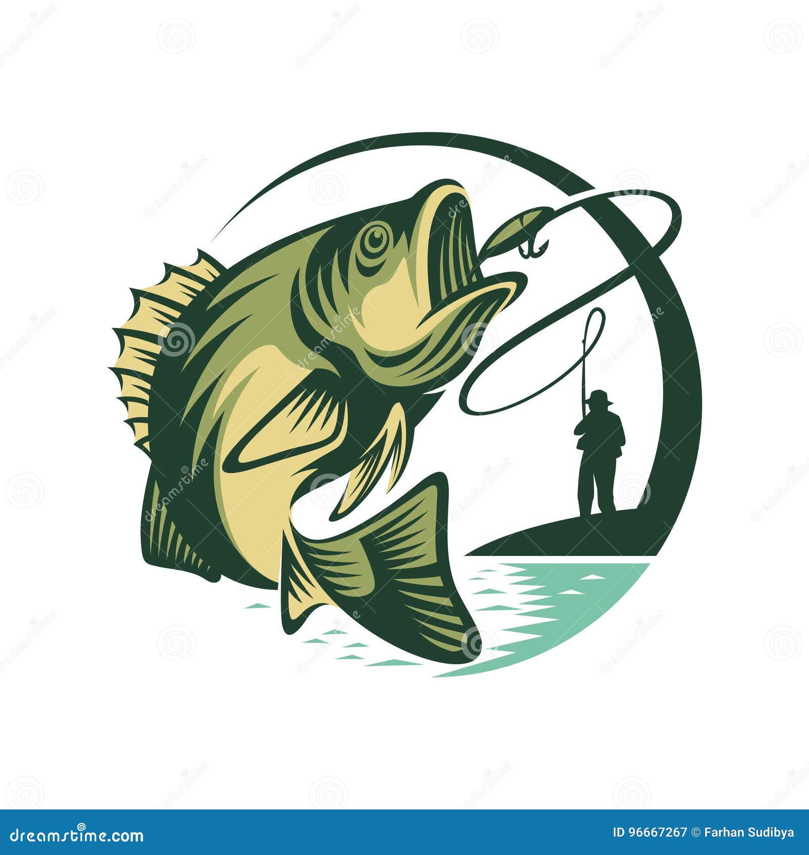 Logo Template Fish E Pescador Ilustração do Vetor - Ilustração de ...