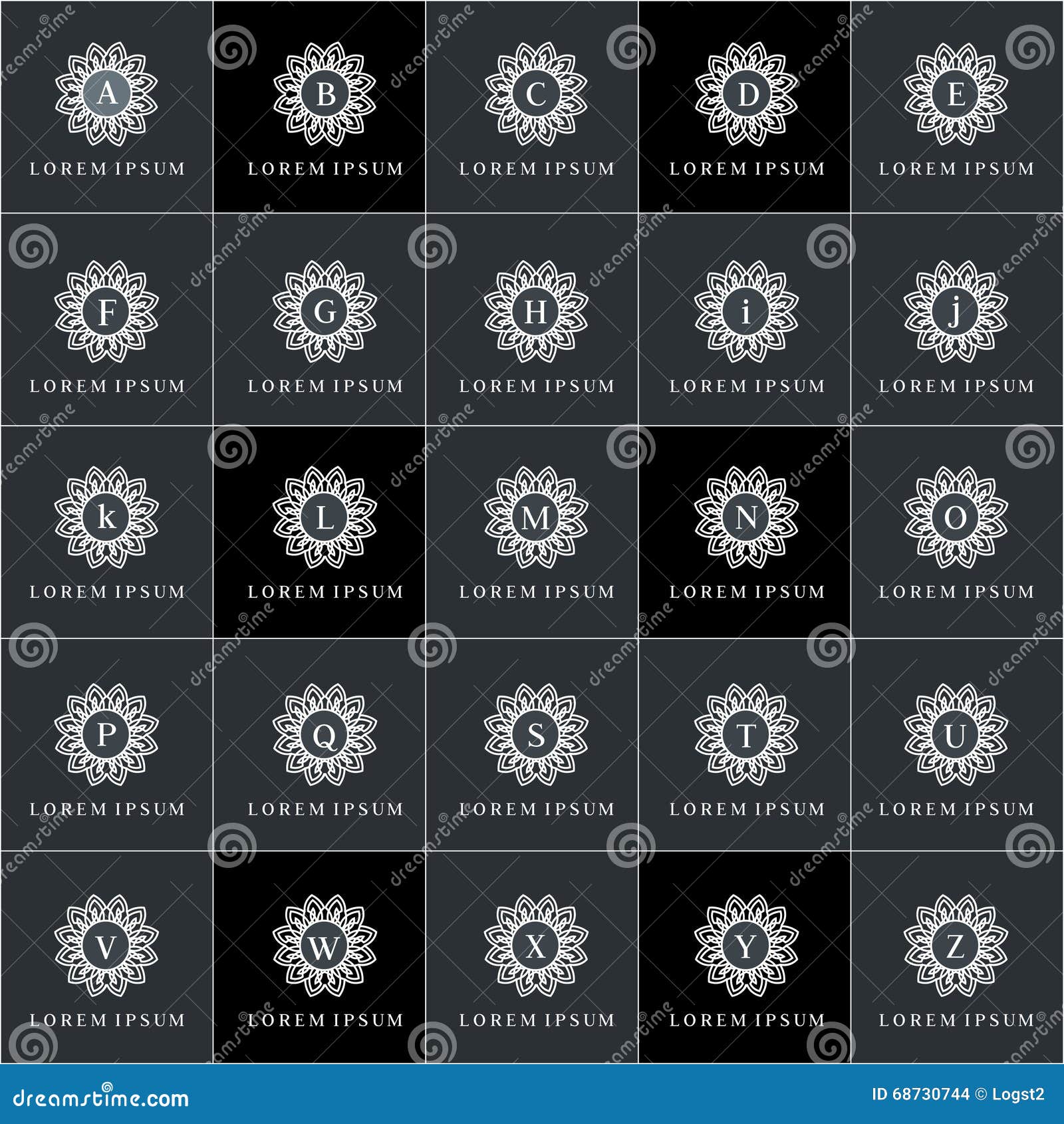 Logo Template Geometric Rosette Vector Set. Stock Vector - Illustration ...