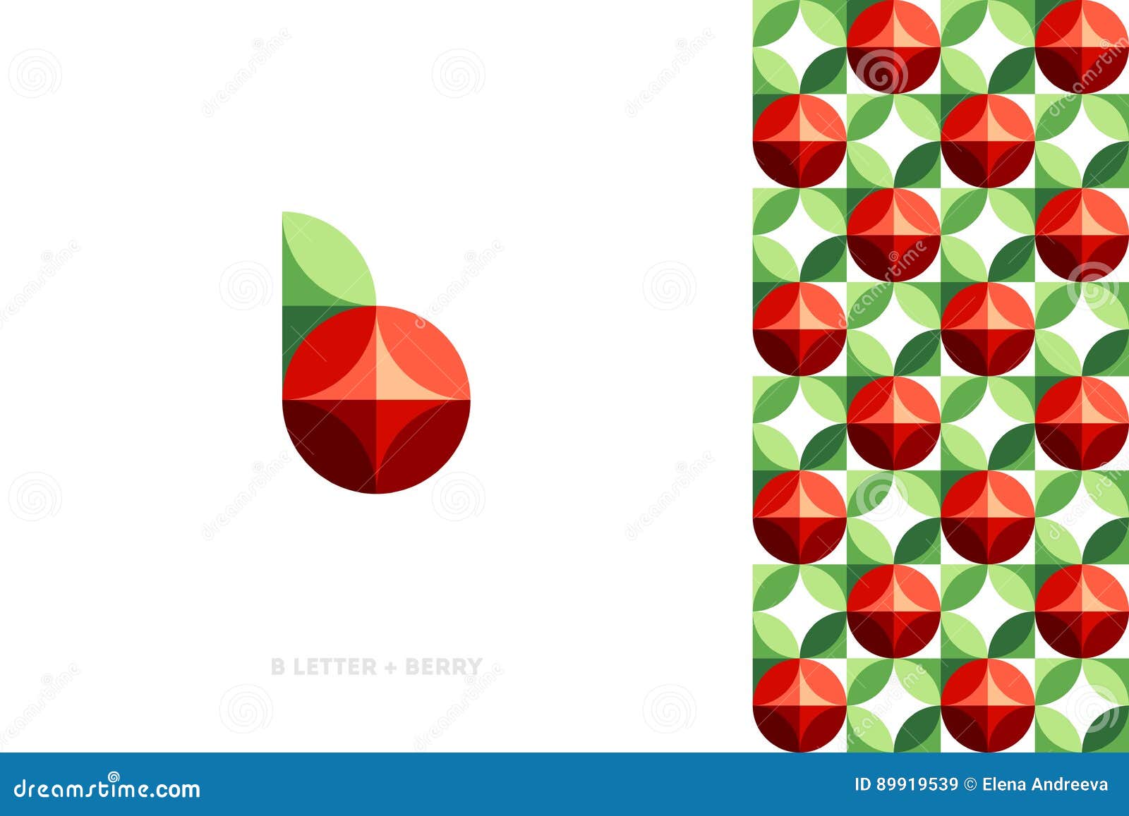Logo Template or Icon of Red Berry with Leaf and Pattern Stock Vector ...
