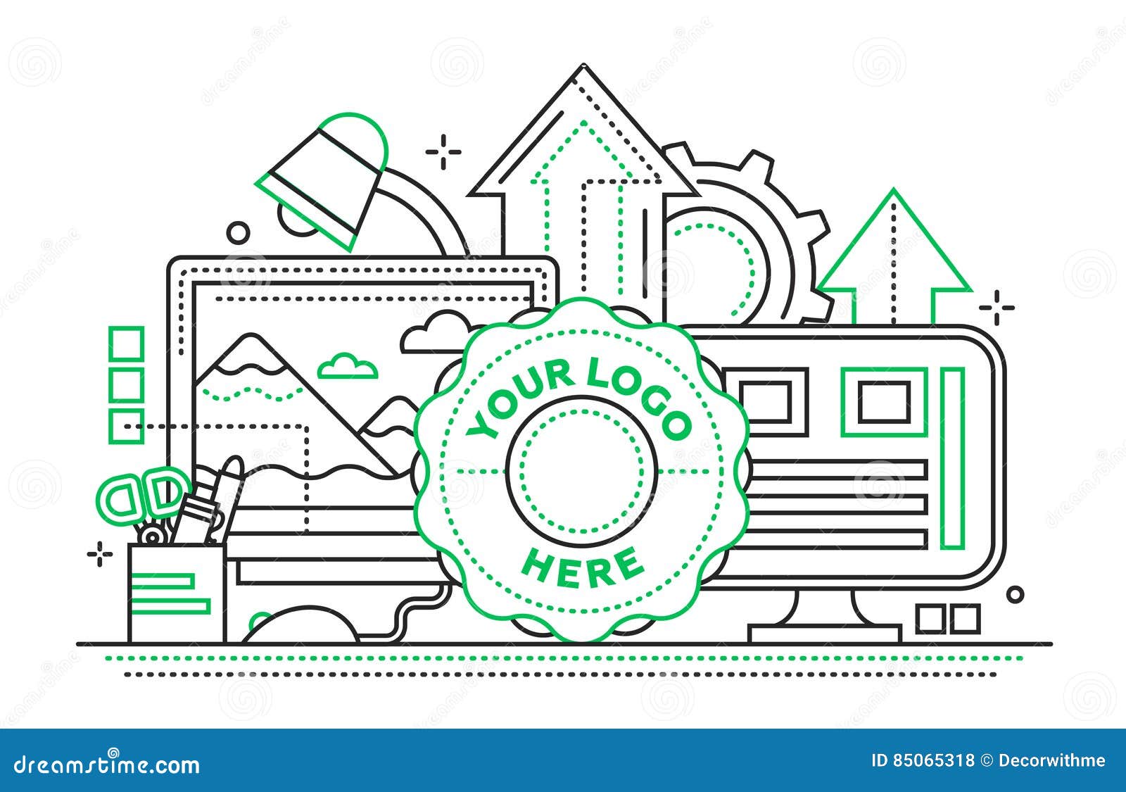 Logo Template, Image Processing - Flat Line Design Website Banner Stock ...