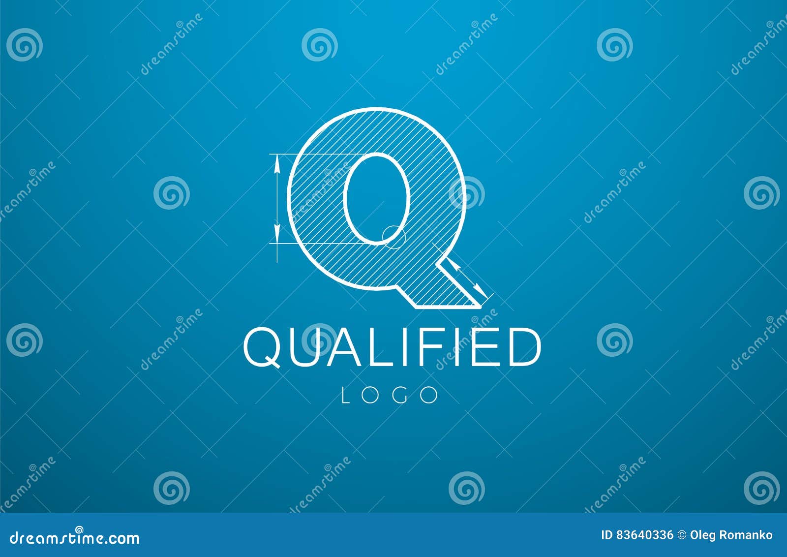 Logo Template Letter Q in the Style of a Technical Drawing. Stock ...